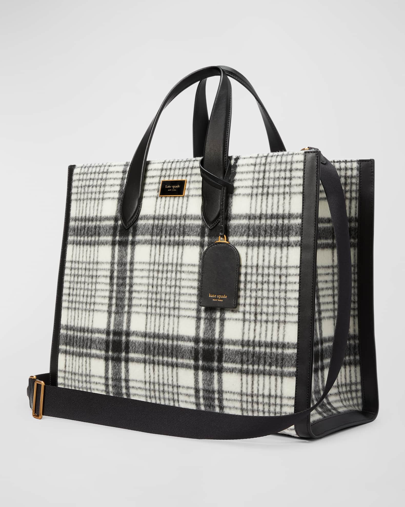 kate spade new york manhattan studio large plaid tote bag | Neiman Marcus