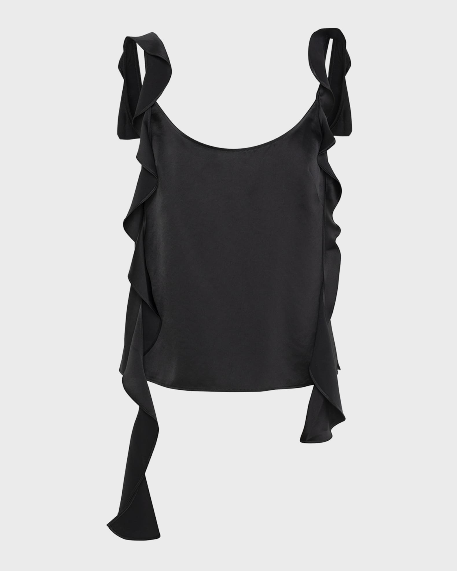 CLEA Aurora Satin Ruffle-Trim Tank Top | Neiman Marcus