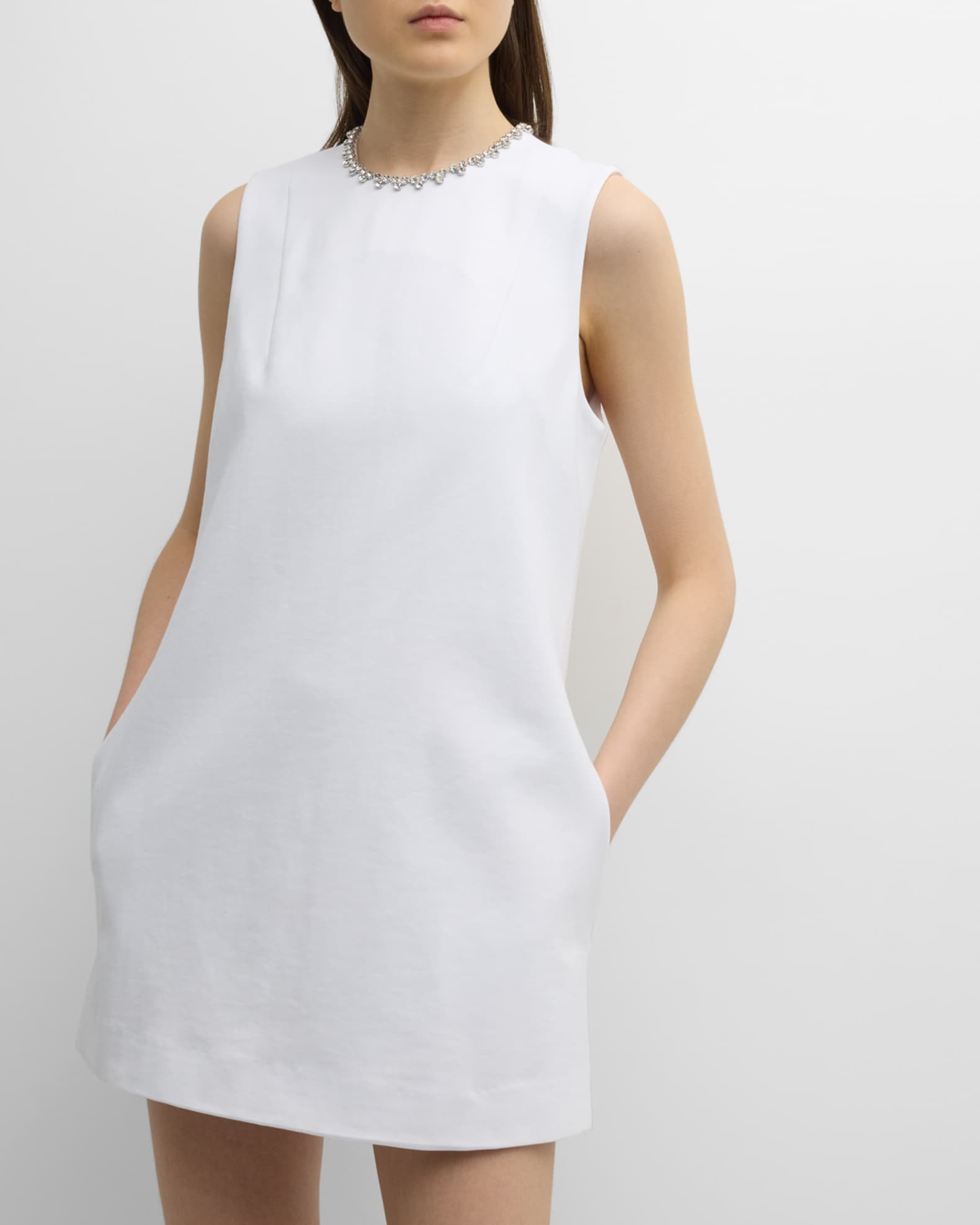 AREA Crystal Heart Backless Mini Dress | Neiman Marcus