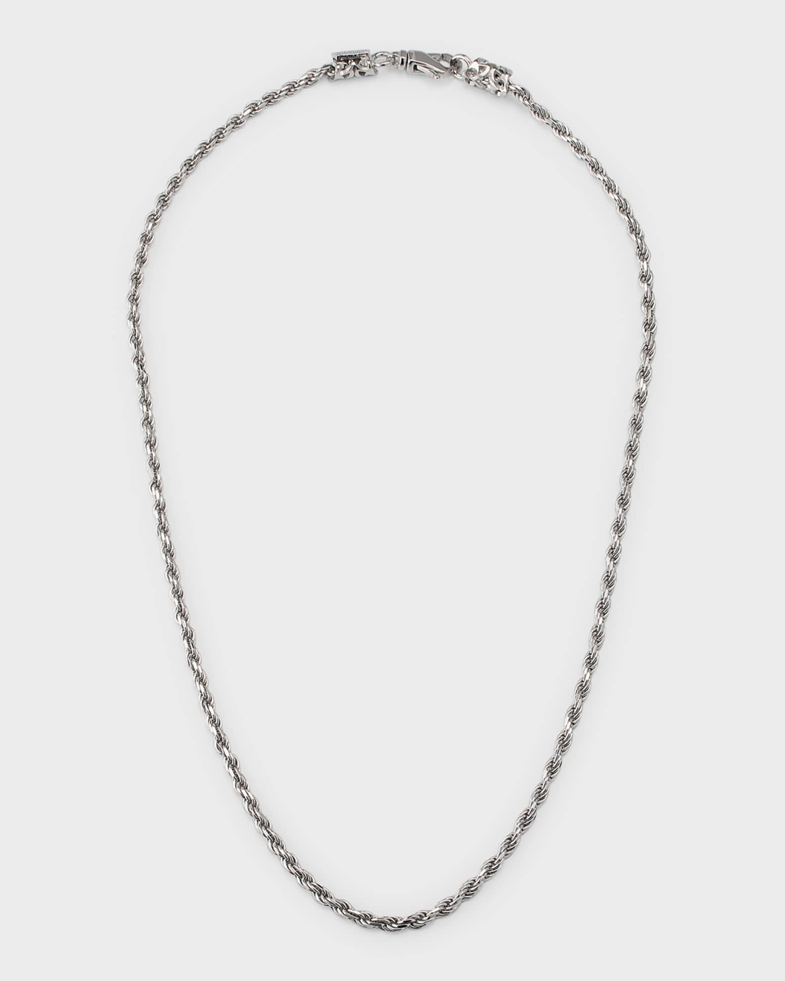 Emanuele Bicocchi Men's Sterling Silver Thin Rope Chain Necklace, 22"L ...