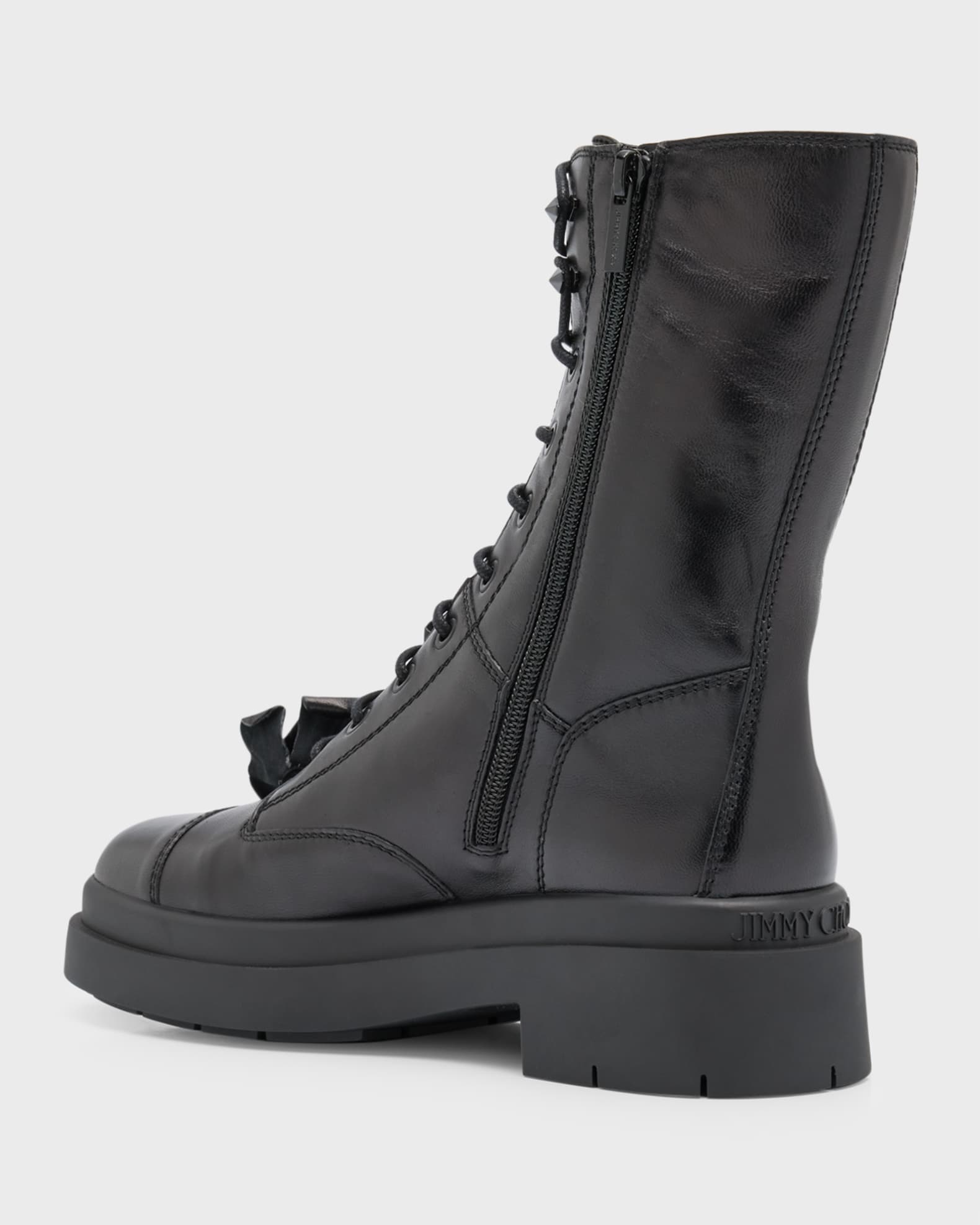 Jimmy Choo Nari Floral Leather Combat Booties | Neiman Marcus