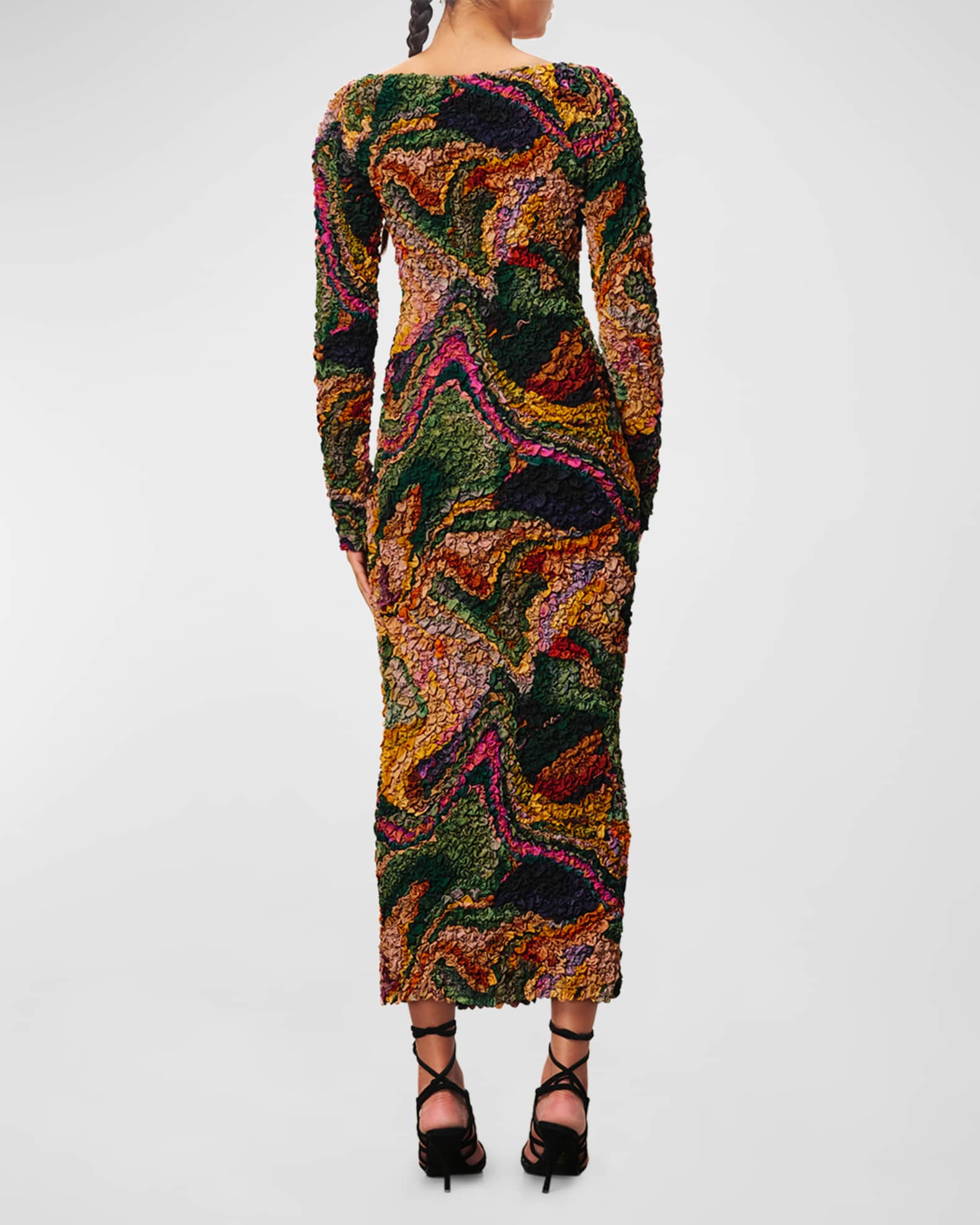 Mara Hoffman Eliza Smocked Abstract-Print Midi Dress | Neiman Marcus