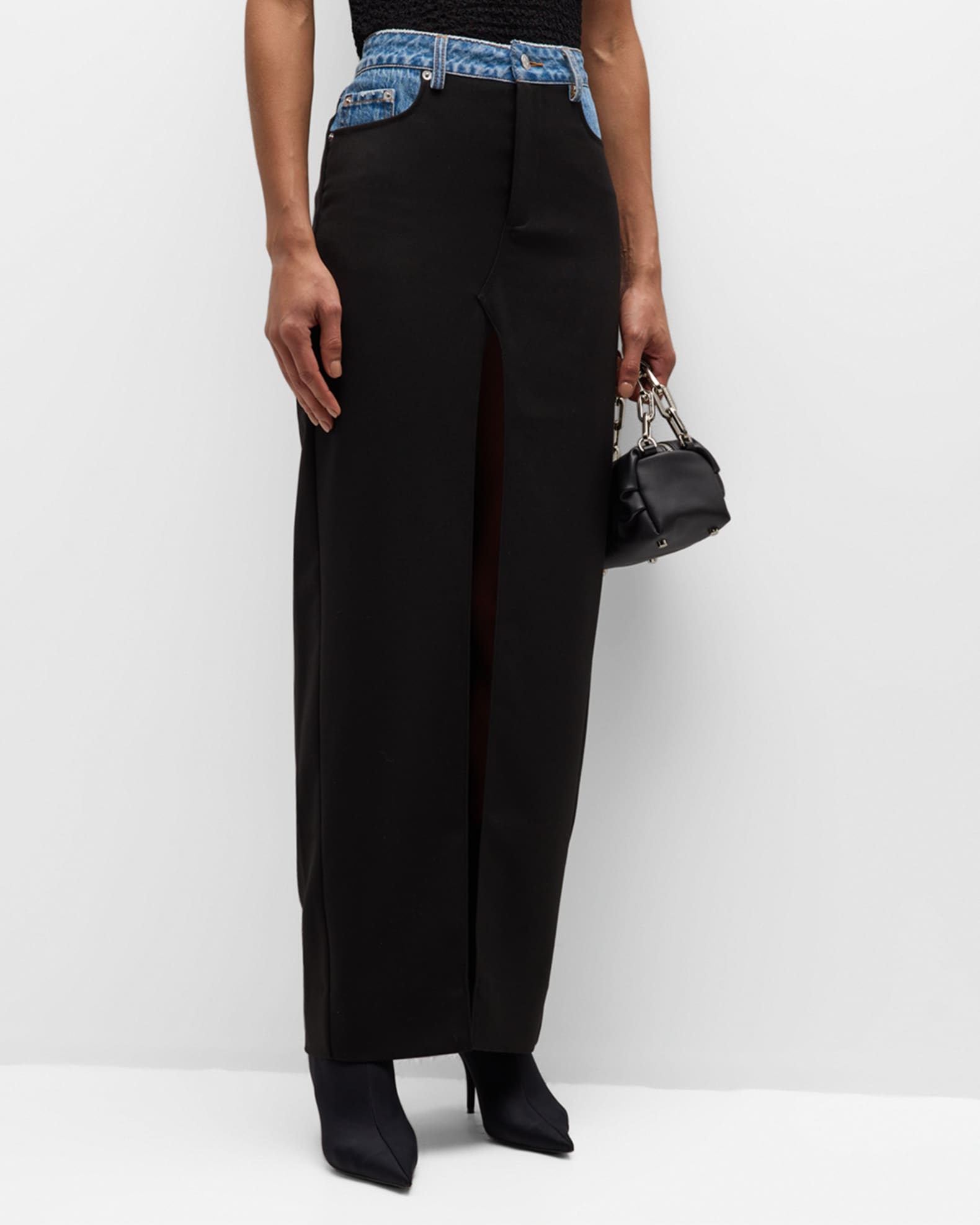 SER.O.YA Clarette Denim-Knit Maxi Skirt | Neiman Marcus