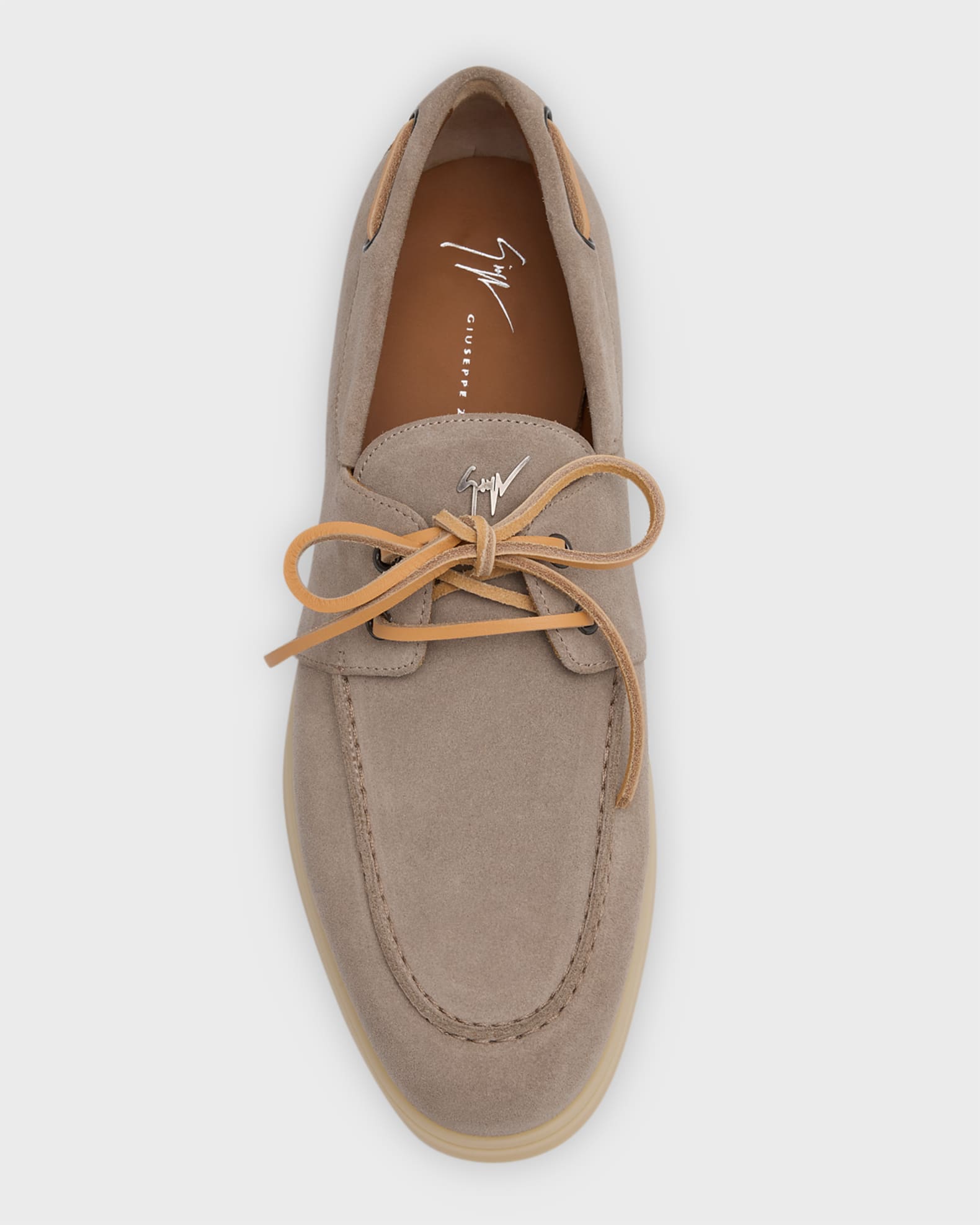 Giuseppe Zanotti Men's Suede Metal Logo Boat Shoes | Neiman Marcus