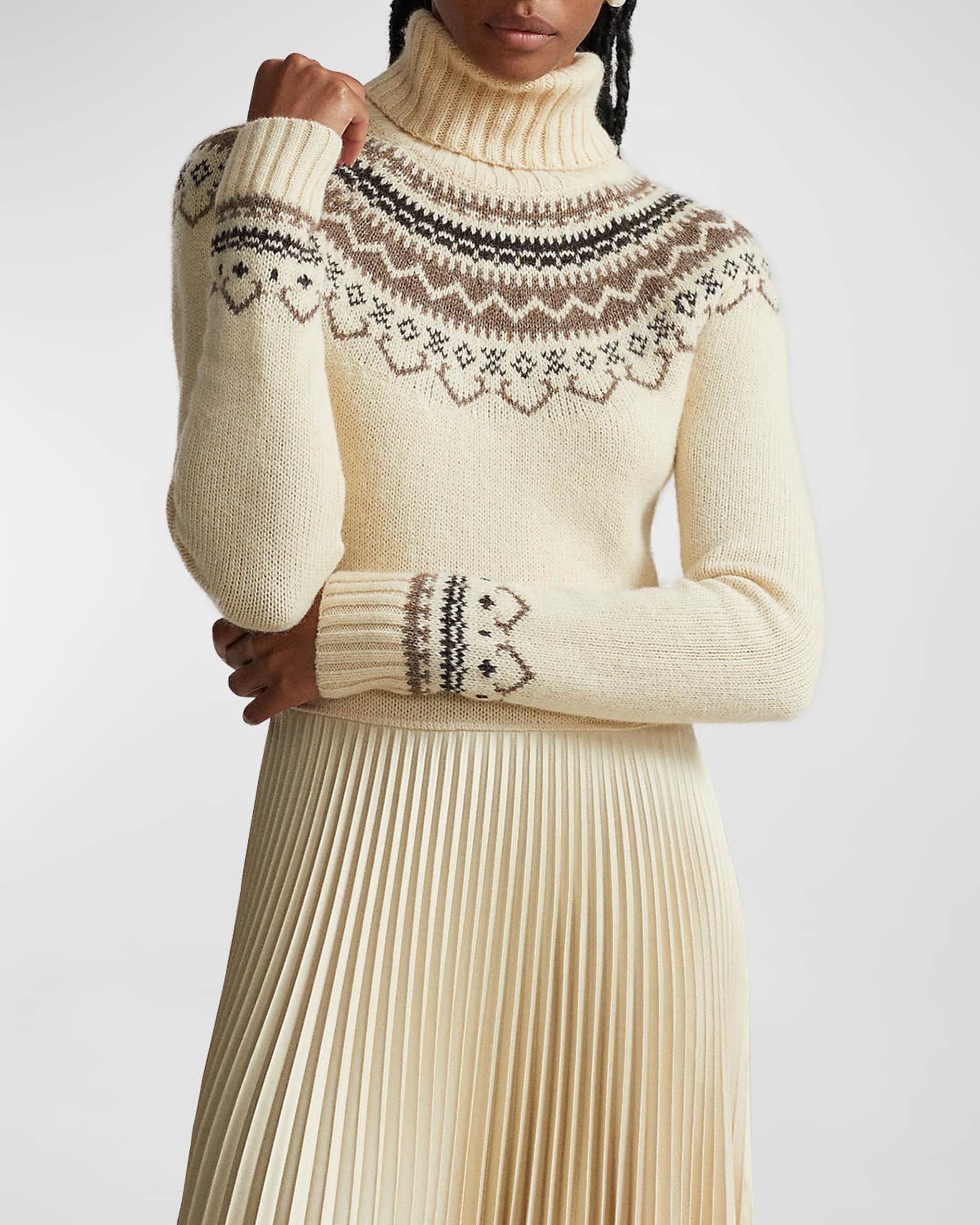 Polo Ralph Lauren Hybrid Sweater-Pleated Turtleneck Dress | Neiman Marcus