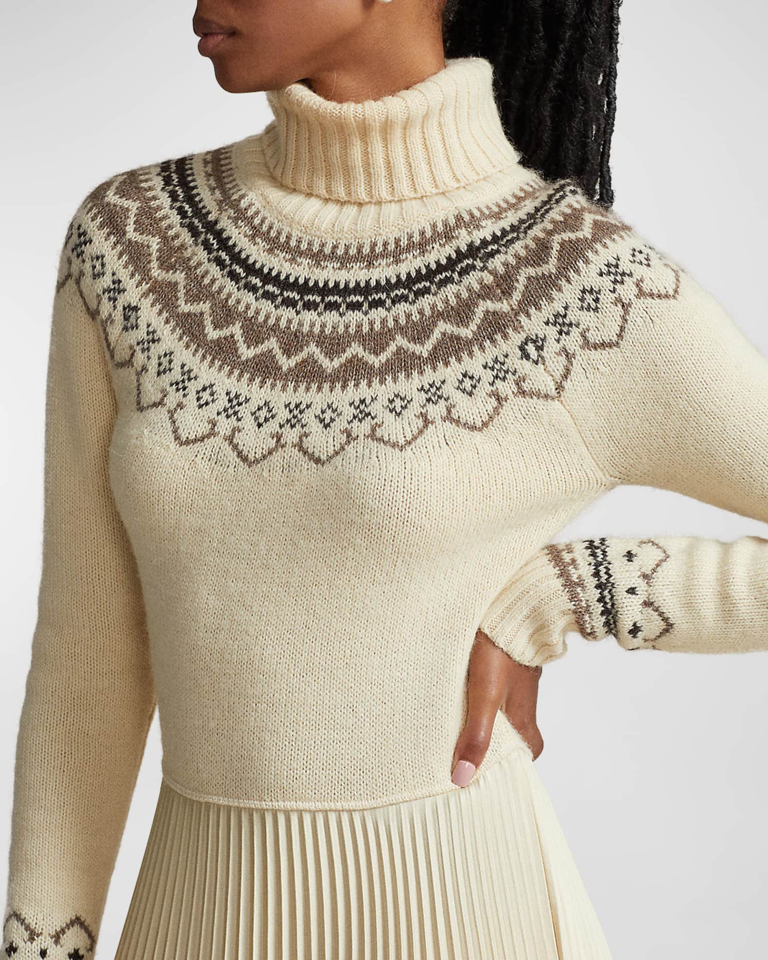 Polo Ralph Lauren Hybrid Sweater-Pleated Turtleneck Dress | Neiman Marcus