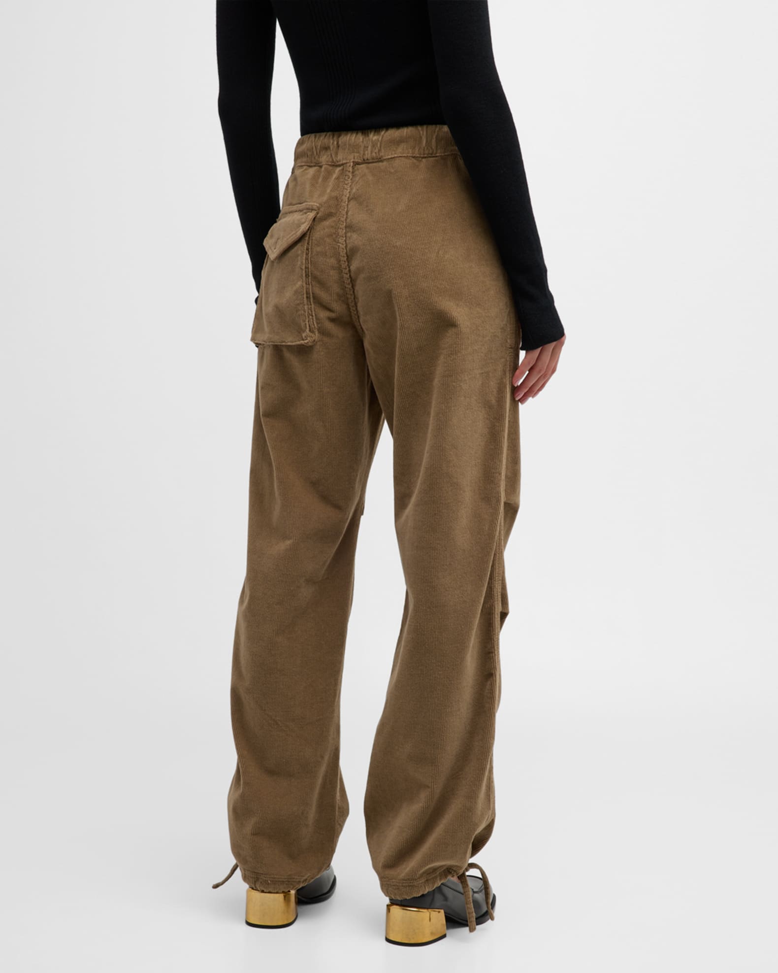Ganni Drawstring Washed Corduroy Pants | Neiman Marcus