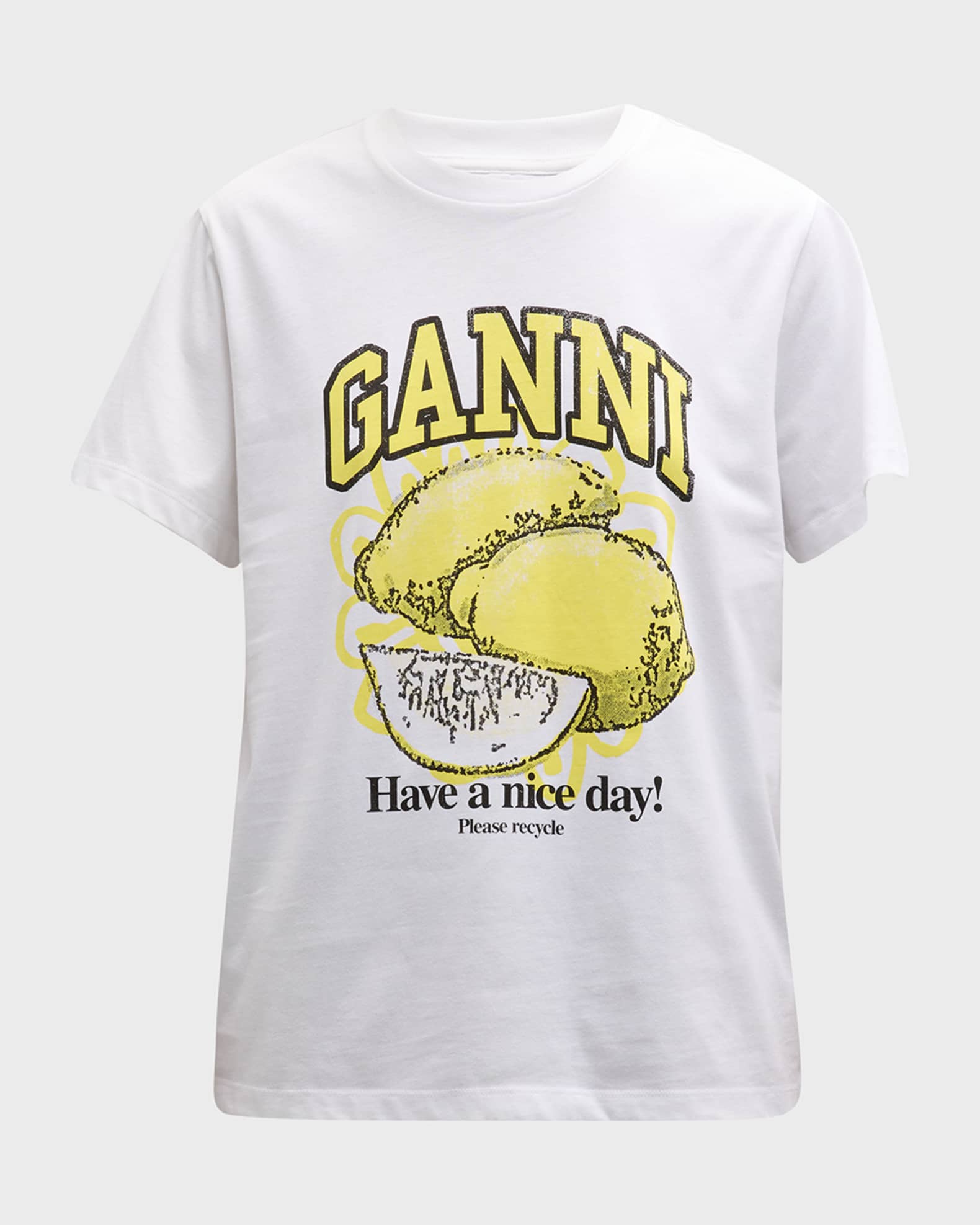 Ganni Lemon Crewneck Jersey T-Shirt | Neiman Marcus