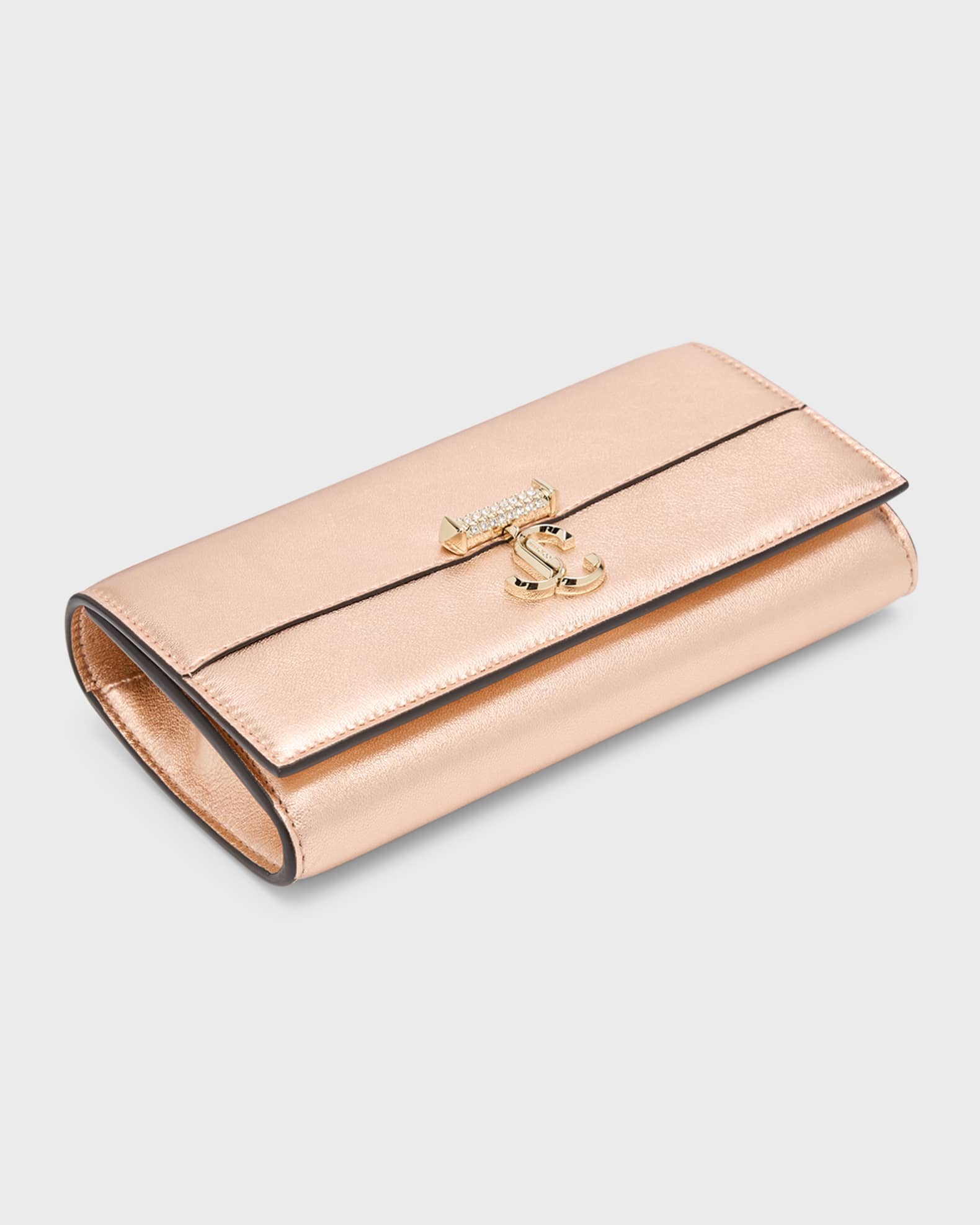 Jimmy Choo Avenue Metallic Leather Wallet on Chain | Neiman Marcus