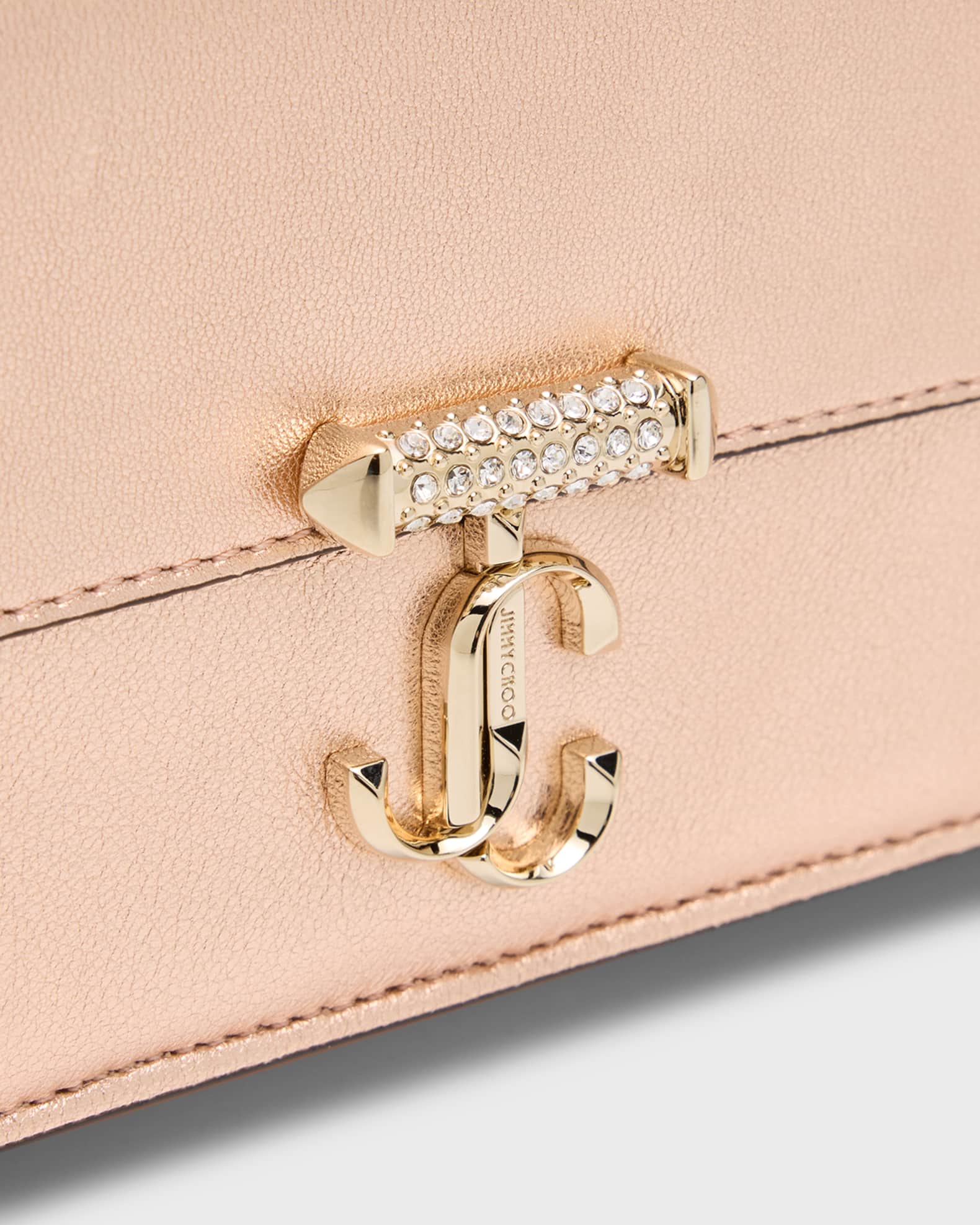 Jimmy Choo Avenue Metallic Leather Wallet on Chain | Neiman Marcus