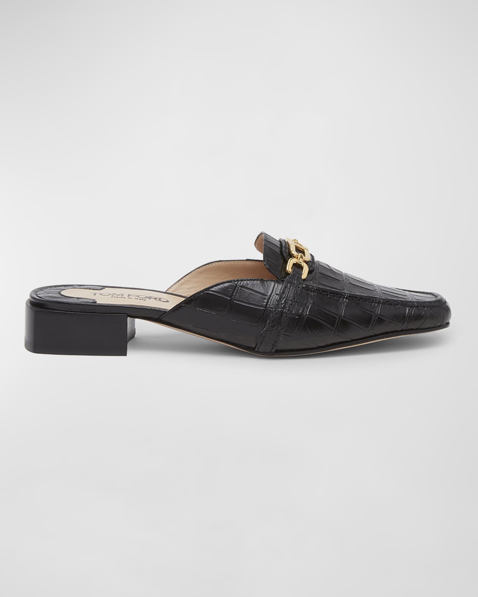 TOM FORD Whitney Croco Chain Loafer Mules | Neiman Marcus