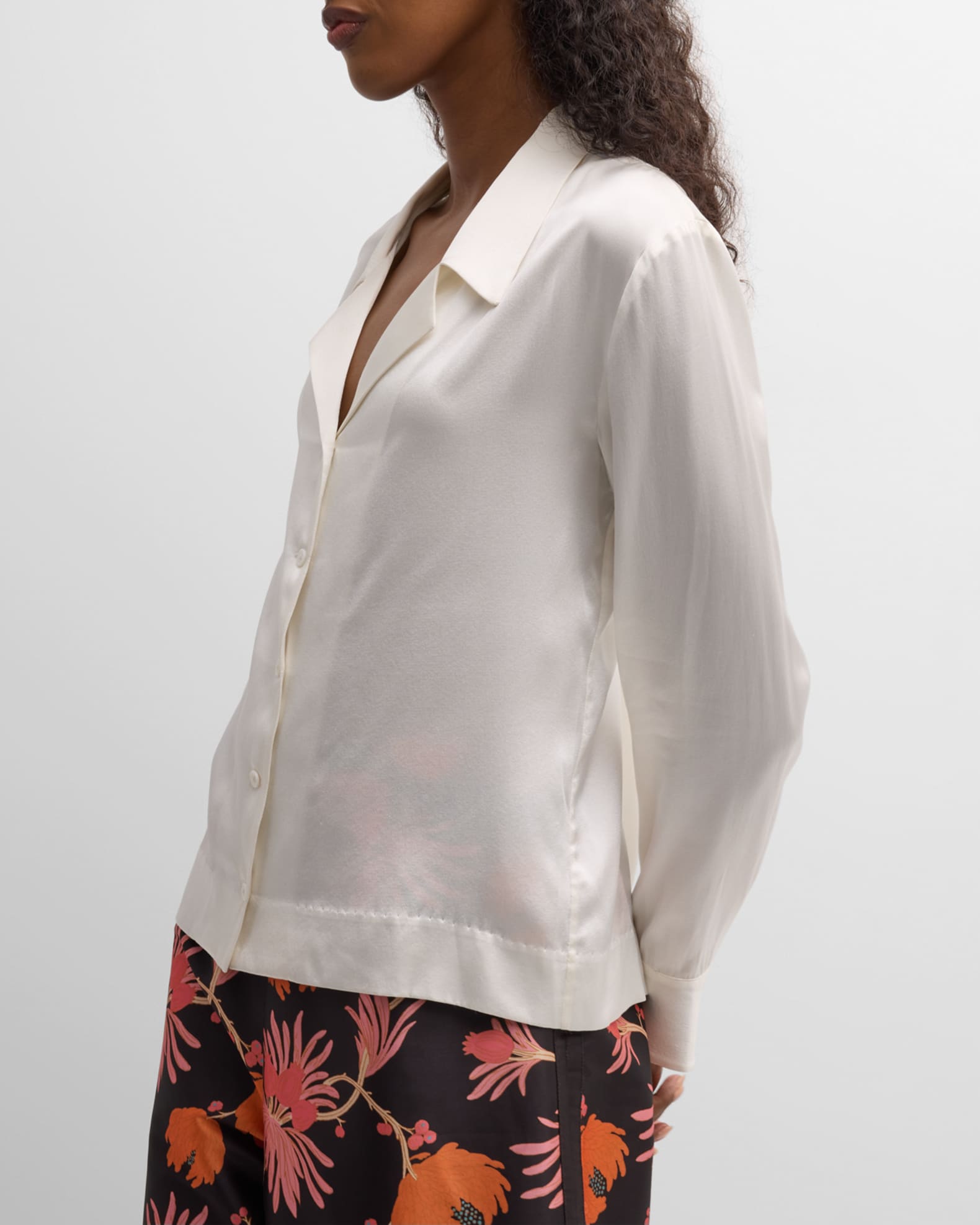 Frances Valentine Katherine Button-Down Silk Shirt | Neiman Marcus