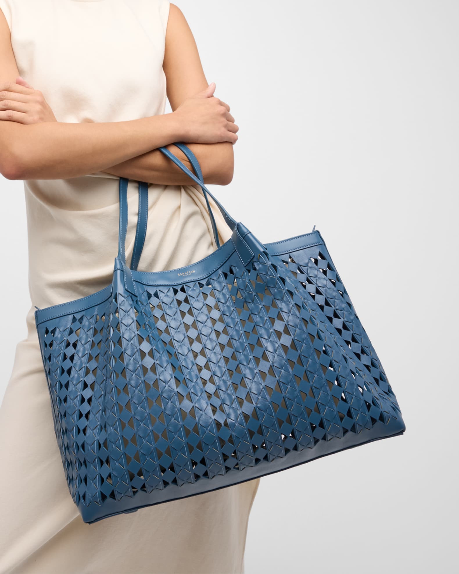 Serapian Secret Mosaic Cutout Leather Tote Bag | Neiman Marcus