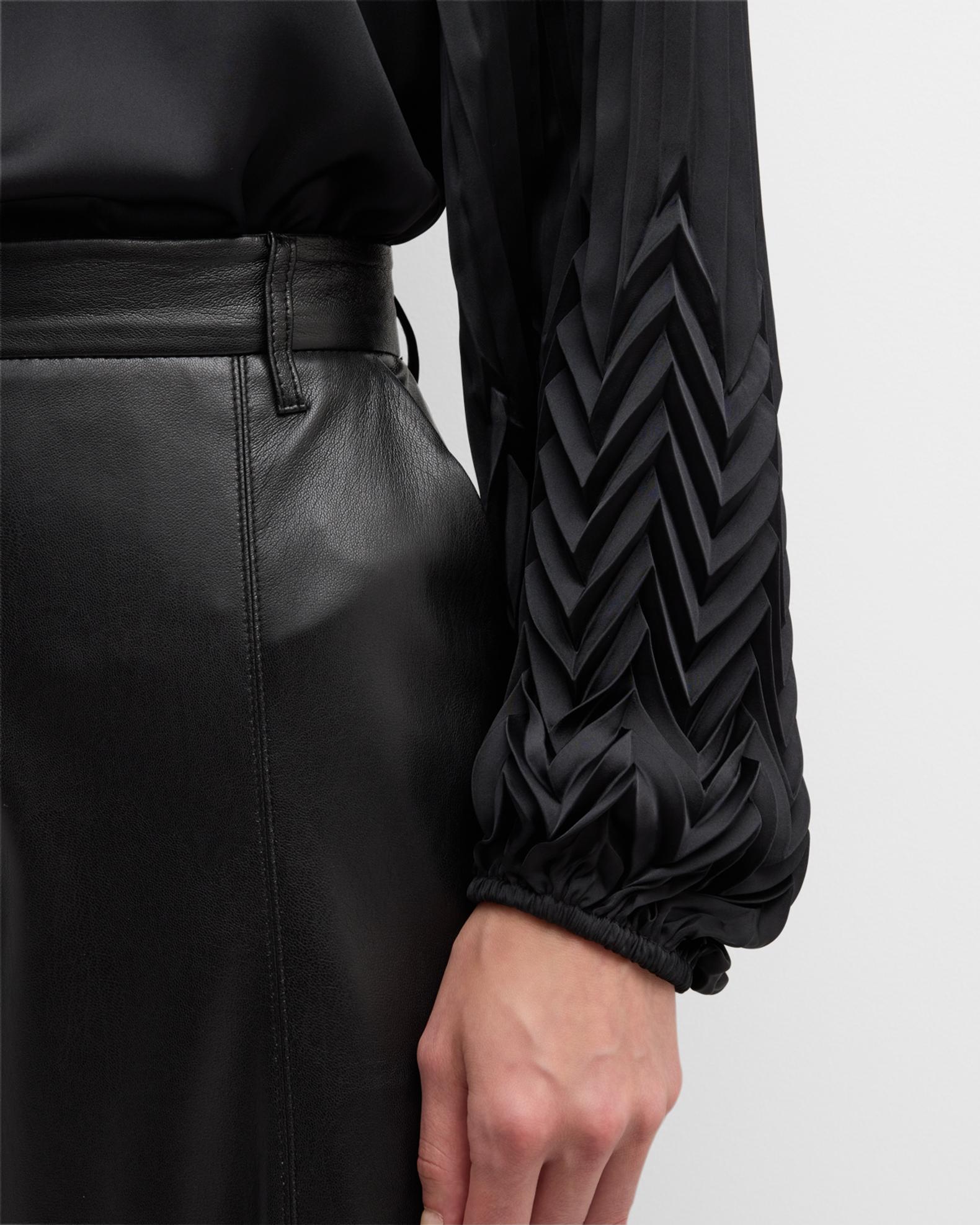 Johnny Was Gemma Pleated Blouson-Sleeve Charmeuse Blouse | Neiman Marcus