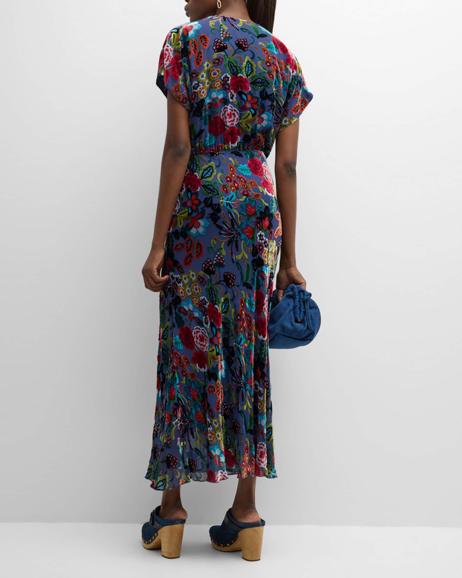 Johnny Was Connie Floral Burnout A-Line Midi Dress | Neiman Marcus