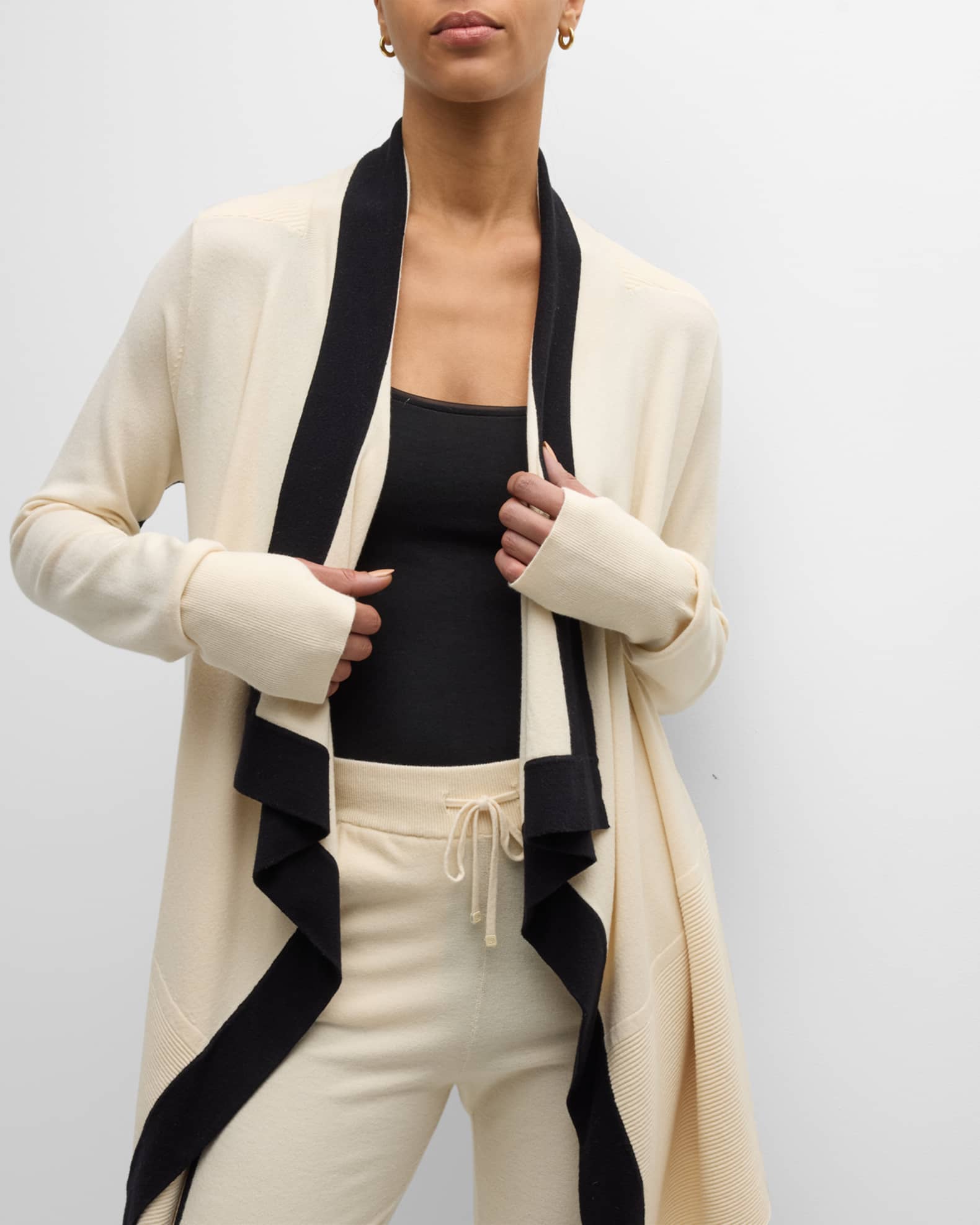 Blanc Noir Colorblocked Portola Cardigan | Neiman Marcus
