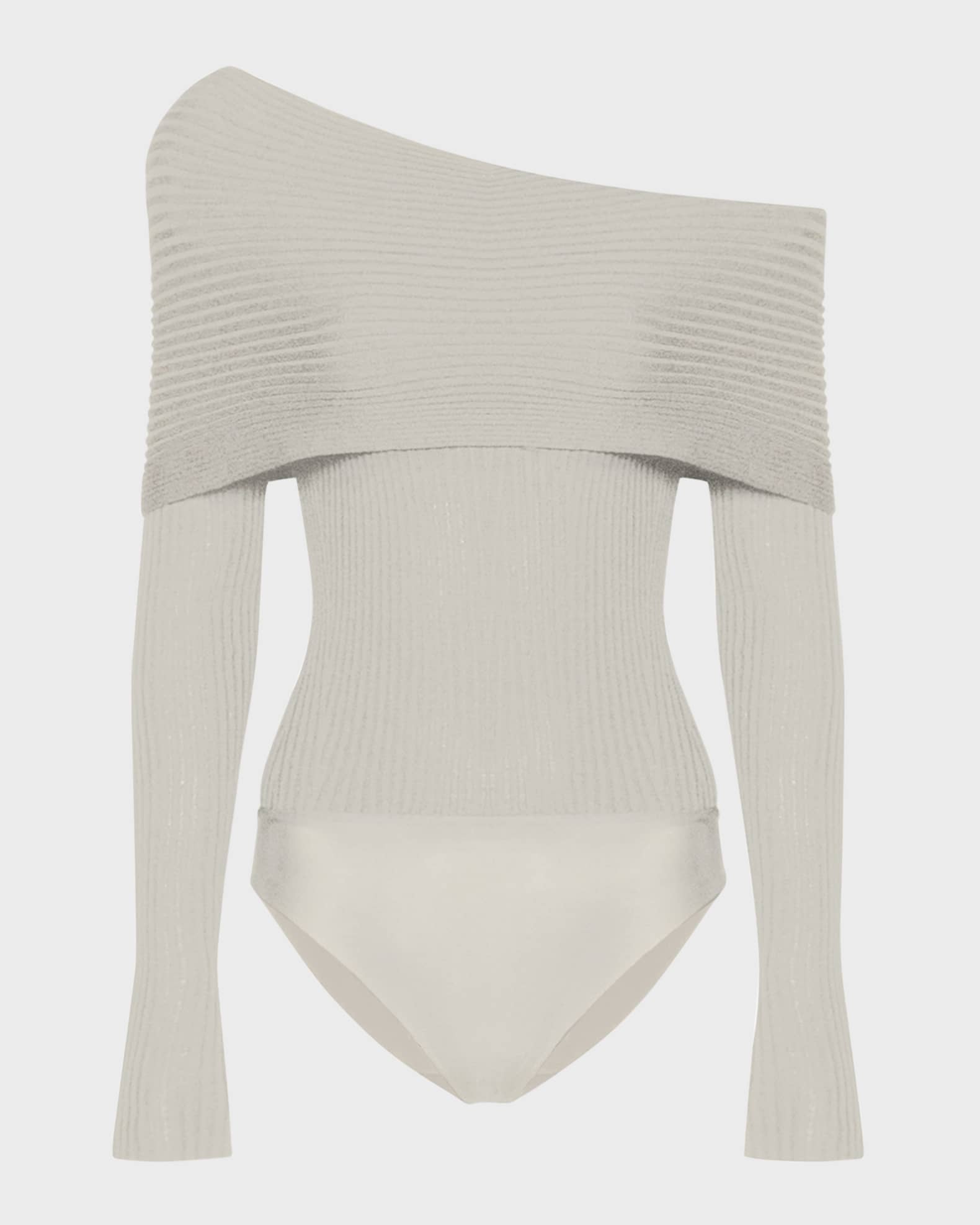 Wolford x Simkhai Asymmetric Ribbed One-Shoulder Bodysuit | Neiman Marcus