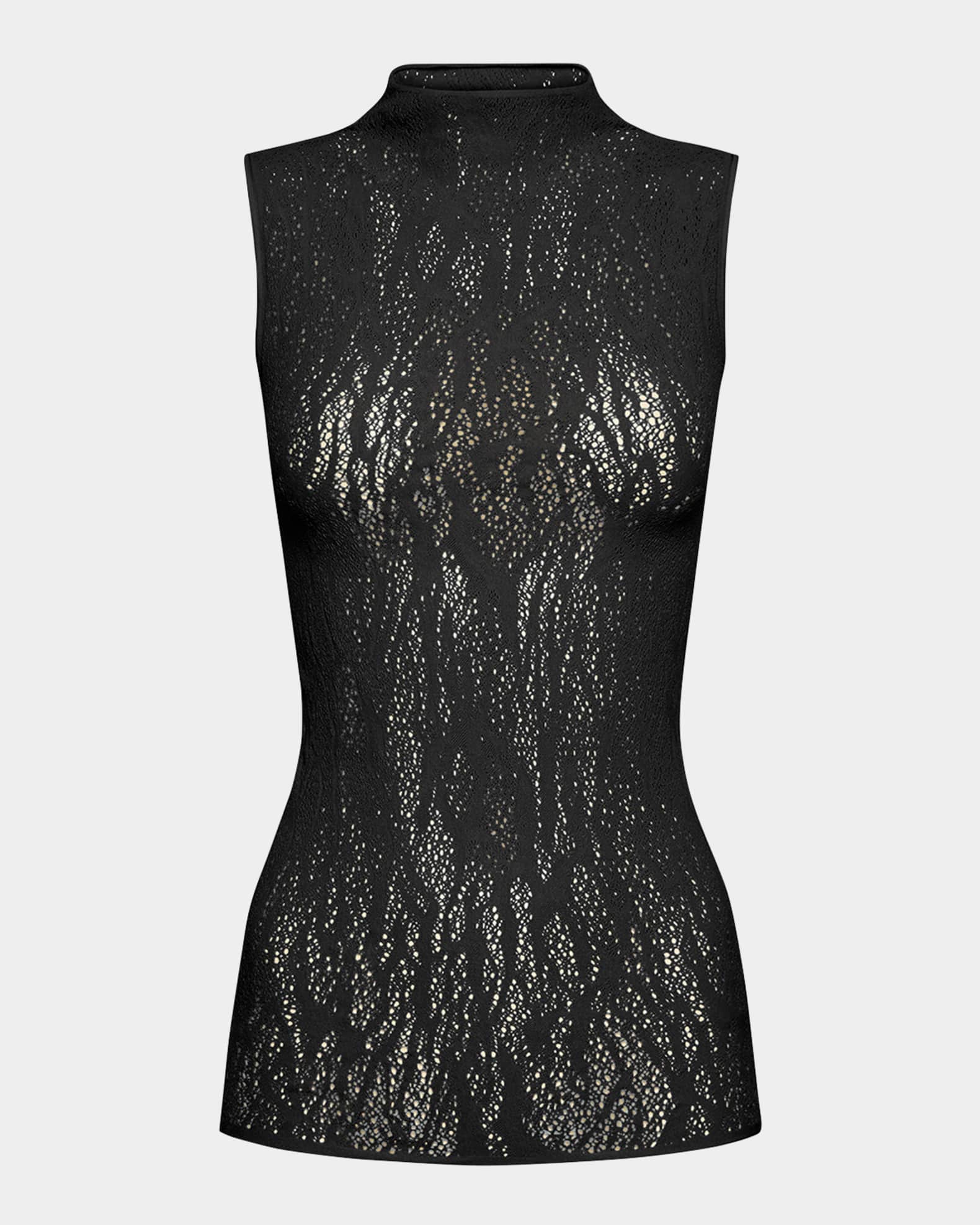 Wolford Snake Lace Sleeveless Turtleneck Top | Neiman Marcus