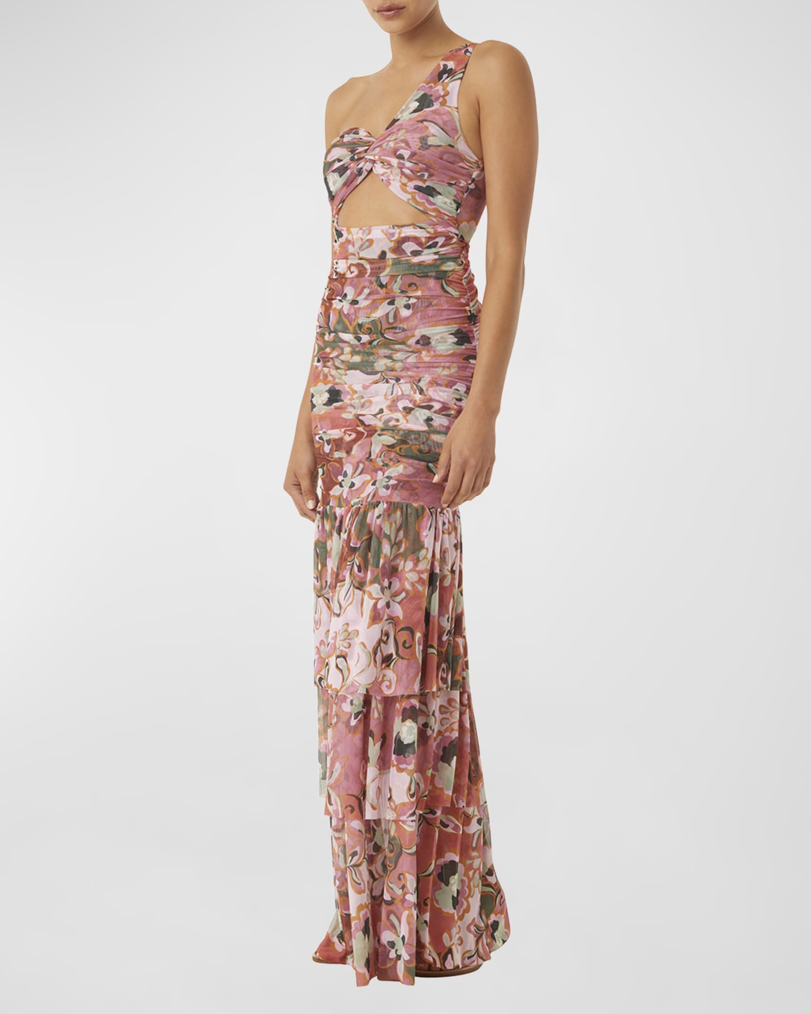 MISA Los Angeles Alethea One-Shoulder Tiered Maxi Dress | Neiman Marcus