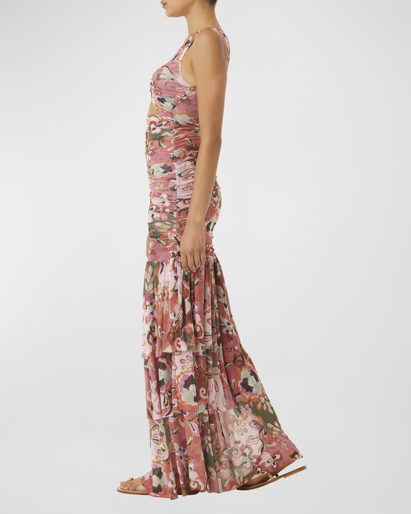 MISA Los Angeles Alethea One-Shoulder Tiered Maxi Dress | Neiman Marcus