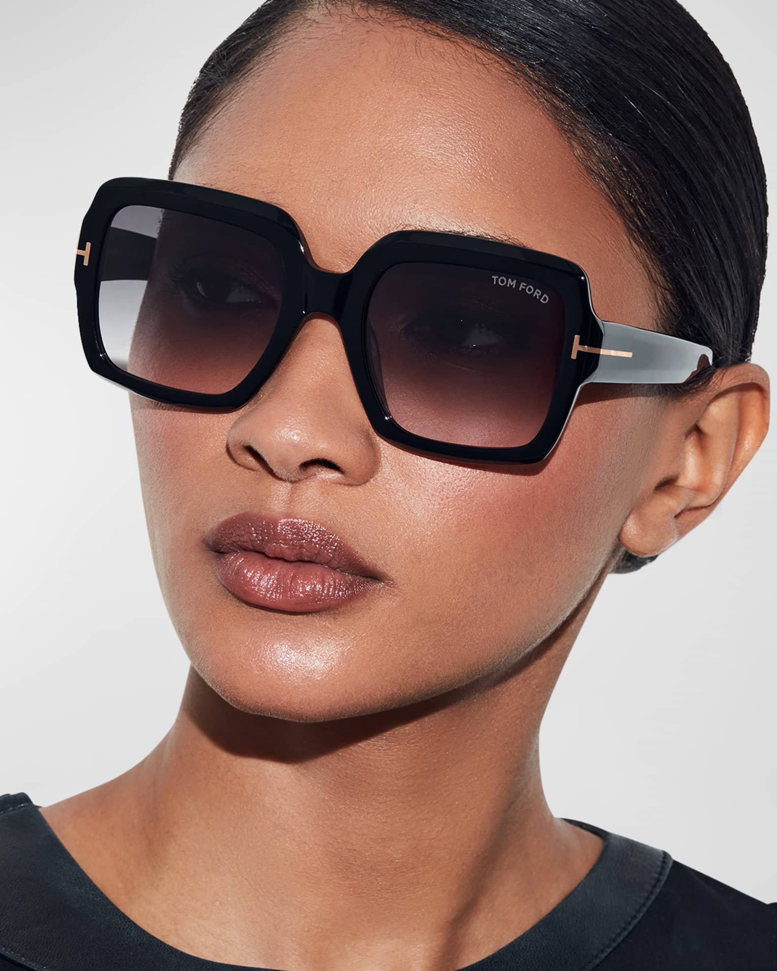 TOM FORD Kaya Beveled Acetate Square Sunglasses | Neiman Marcus