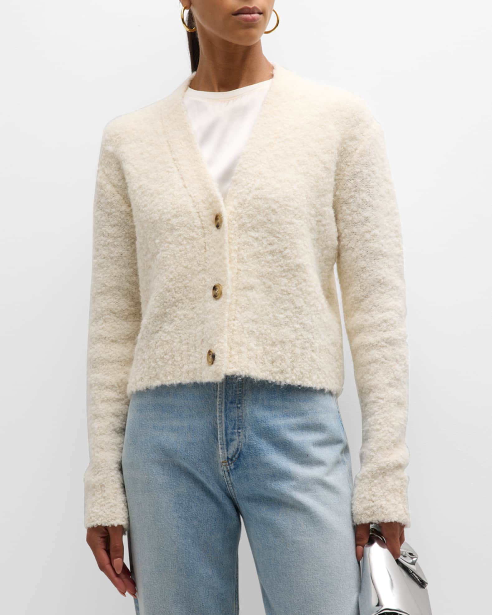 ATM Anthony Thomas Melillo Wool-Blend Boucle Cropped Cardigan | Neiman ...