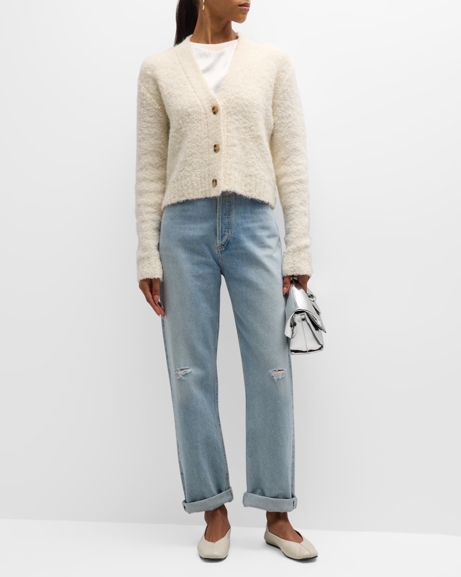 ATM Anthony Thomas Melillo Wool-Blend Boucle Cropped Cardigan | Neiman ...