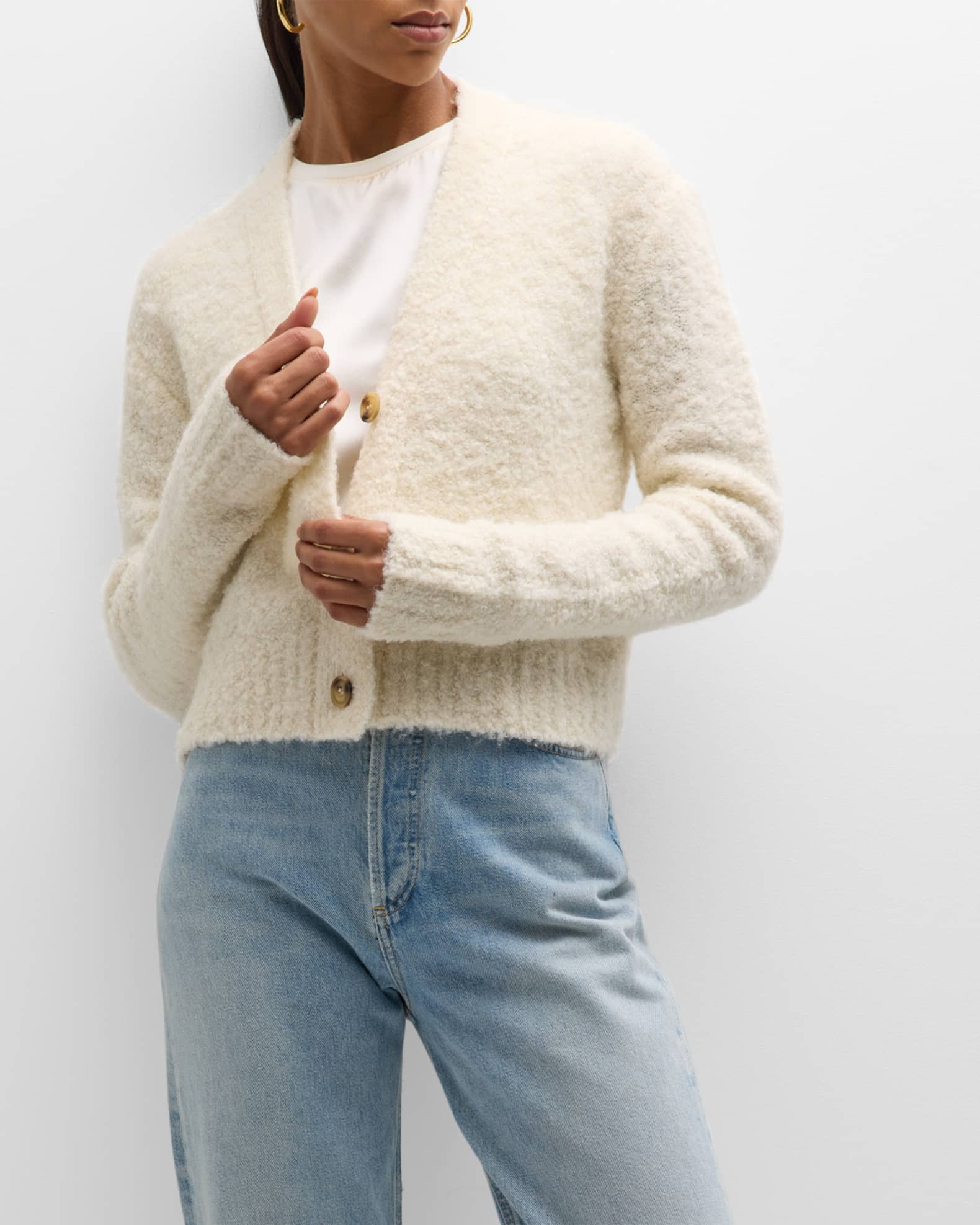 ATM Anthony Thomas Melillo Wool-Blend Boucle Cropped Cardigan | Neiman ...