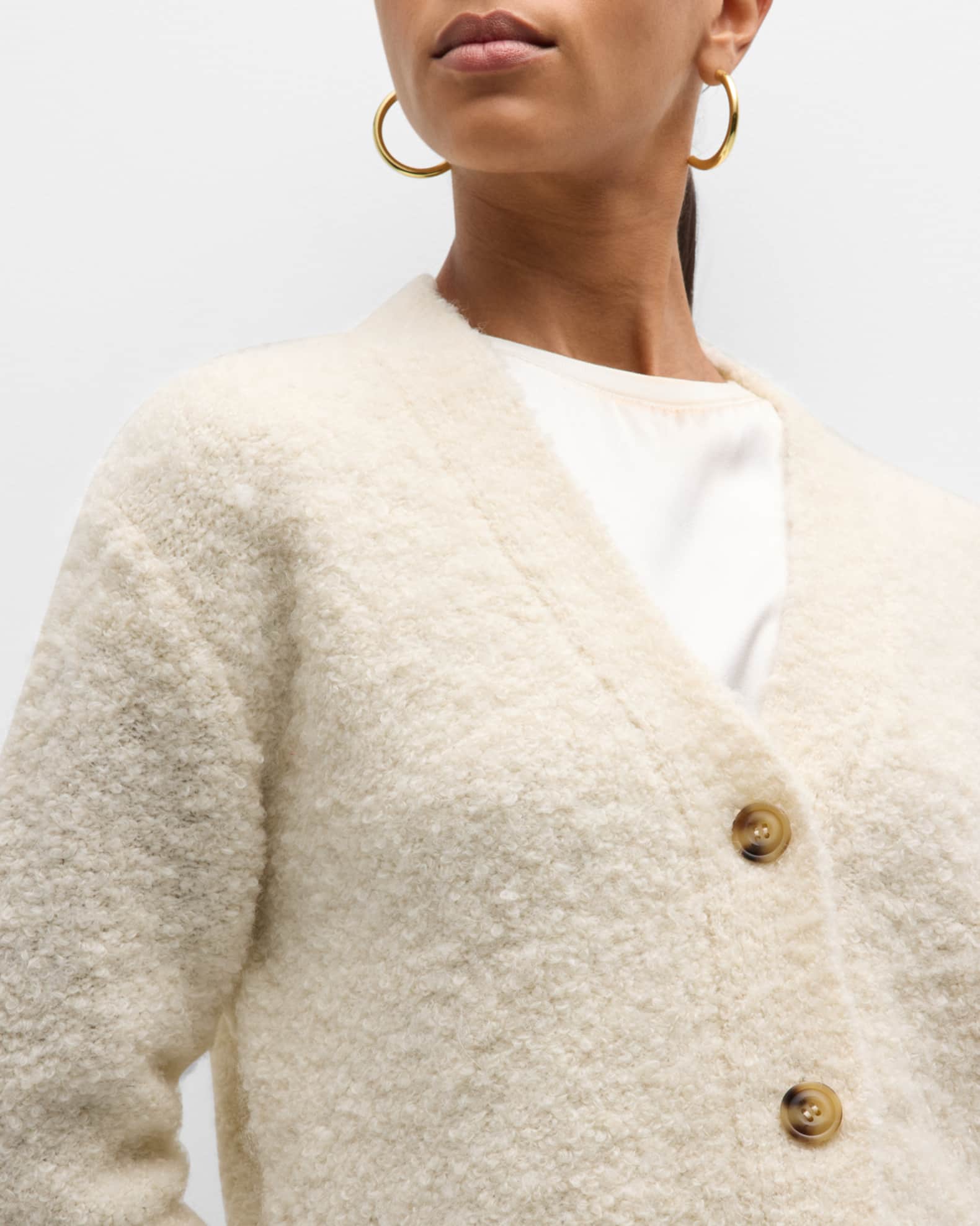 ATM Anthony Thomas Melillo Wool-Blend Boucle Cropped Cardigan | Neiman ...