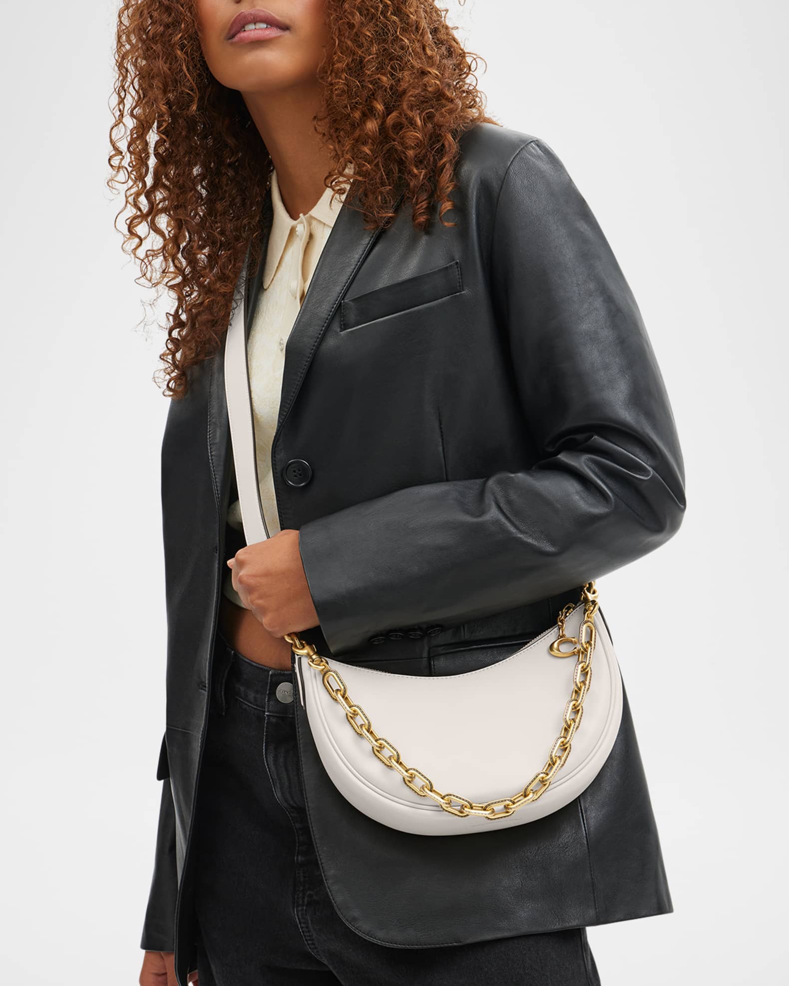 Coach Crescent Glovetanned Leather Shoulder Bag | Neiman Marcus