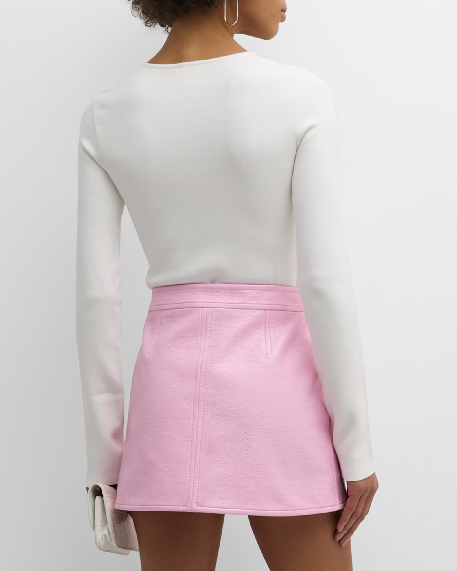 Courreges Snap-Shoulder High-Neck Milano Knit Long-Sleeve Sweater ...