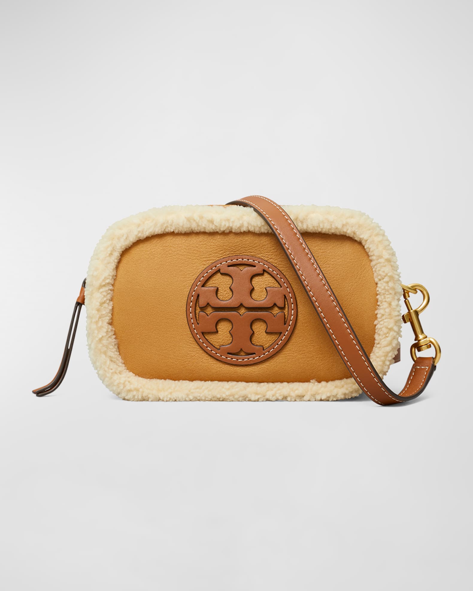 Tory Burch Miller Mini Shearling Crossbody Bag | Neiman Marcus