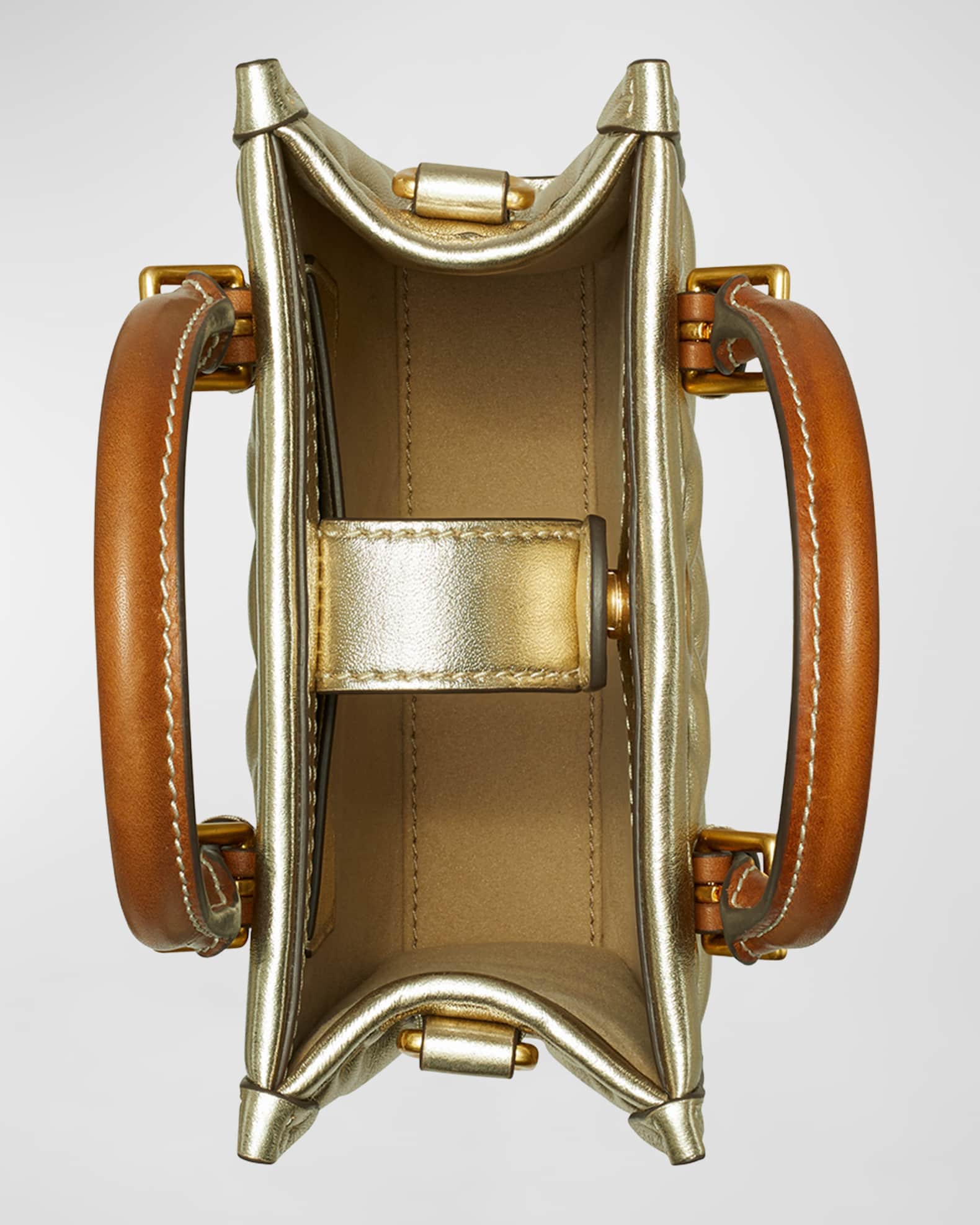 Tory Burch Mini T Monogram Metallic Puffy Tote Bag | Neiman Marcus