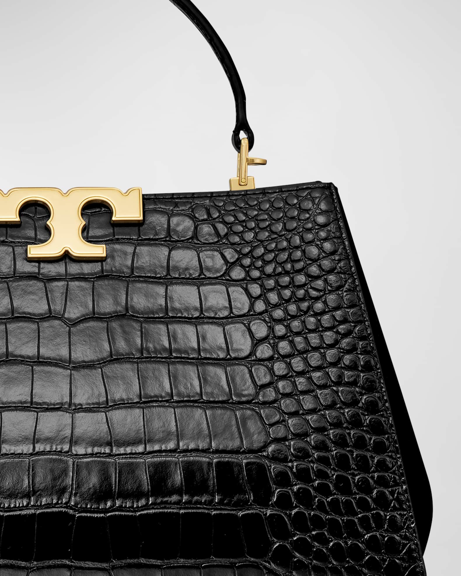 Tory Burch Eleanor Embossed Calf Leather Satchel Bag | Neiman Marcus