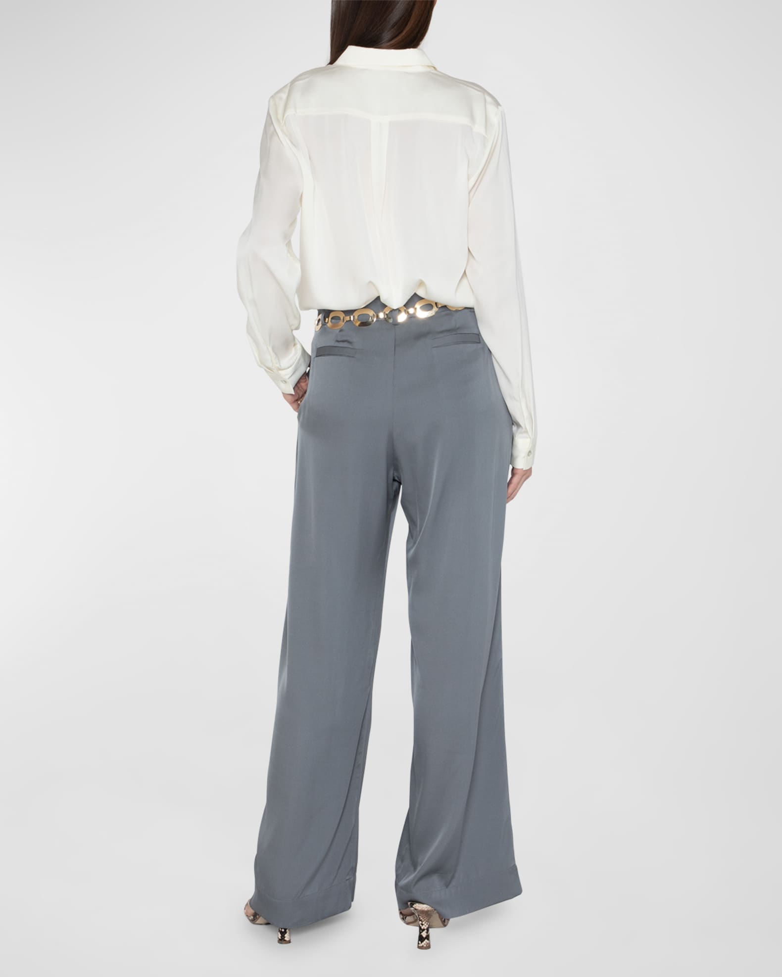NOUVELLE SILK95FIVE Mayfair Pleated Straight-Leg Silk-Blend Pants ...