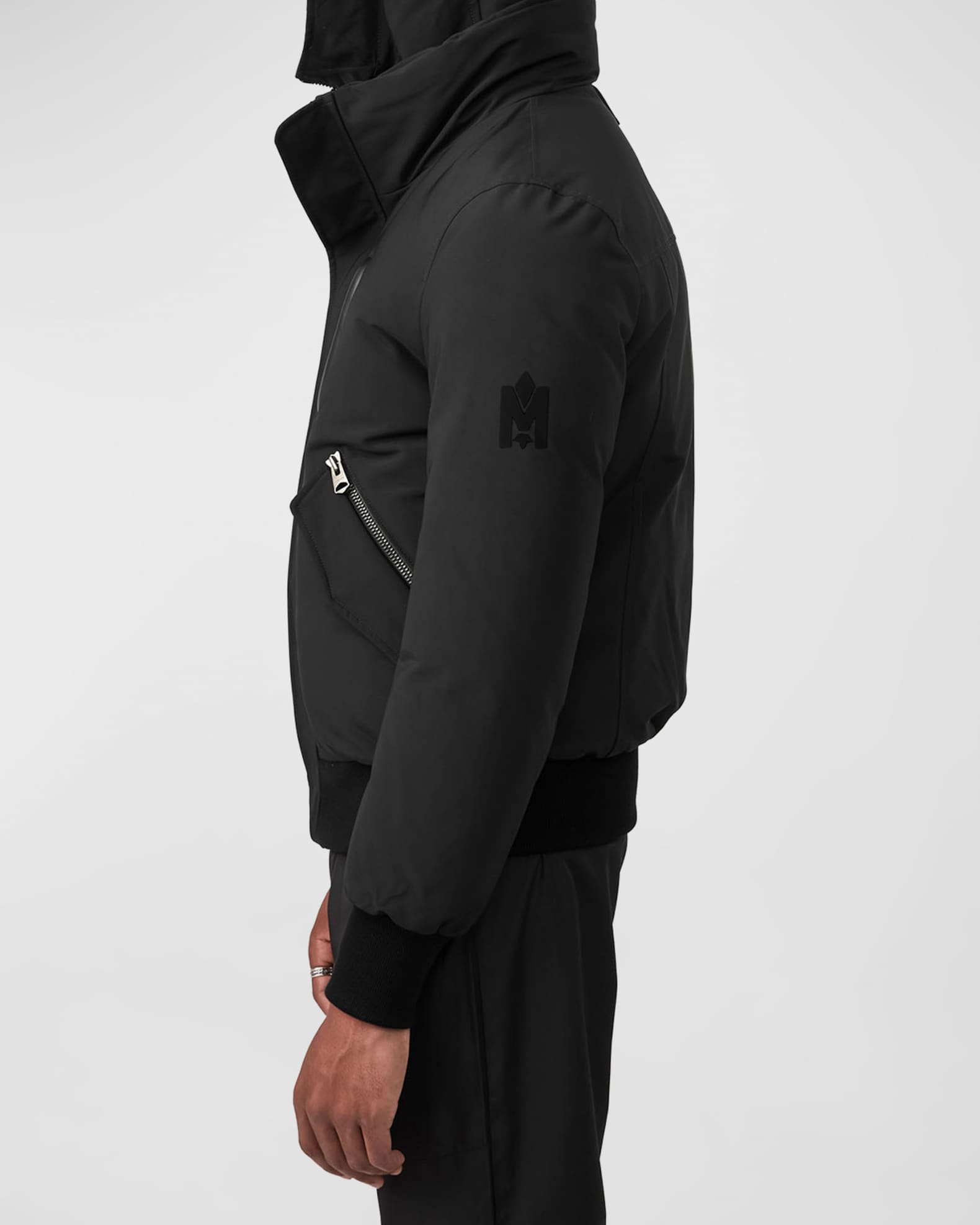 Mackage Men's Dixon Down Bomber Jacket with Hooded Bib | Neiman Marcus