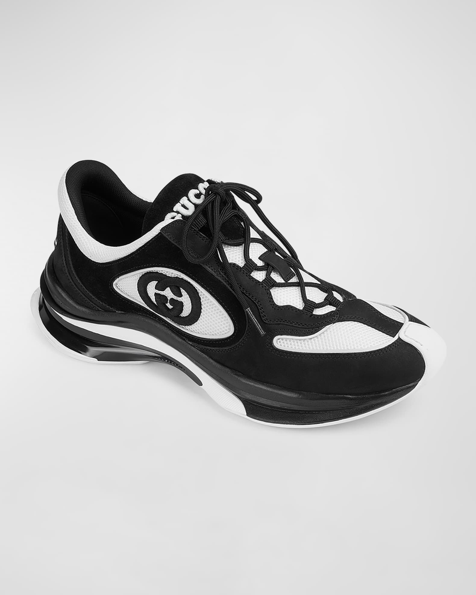 Gucci Men's Gucci Run Mesh and Suede Fashion Sneakers | Neiman Marcus