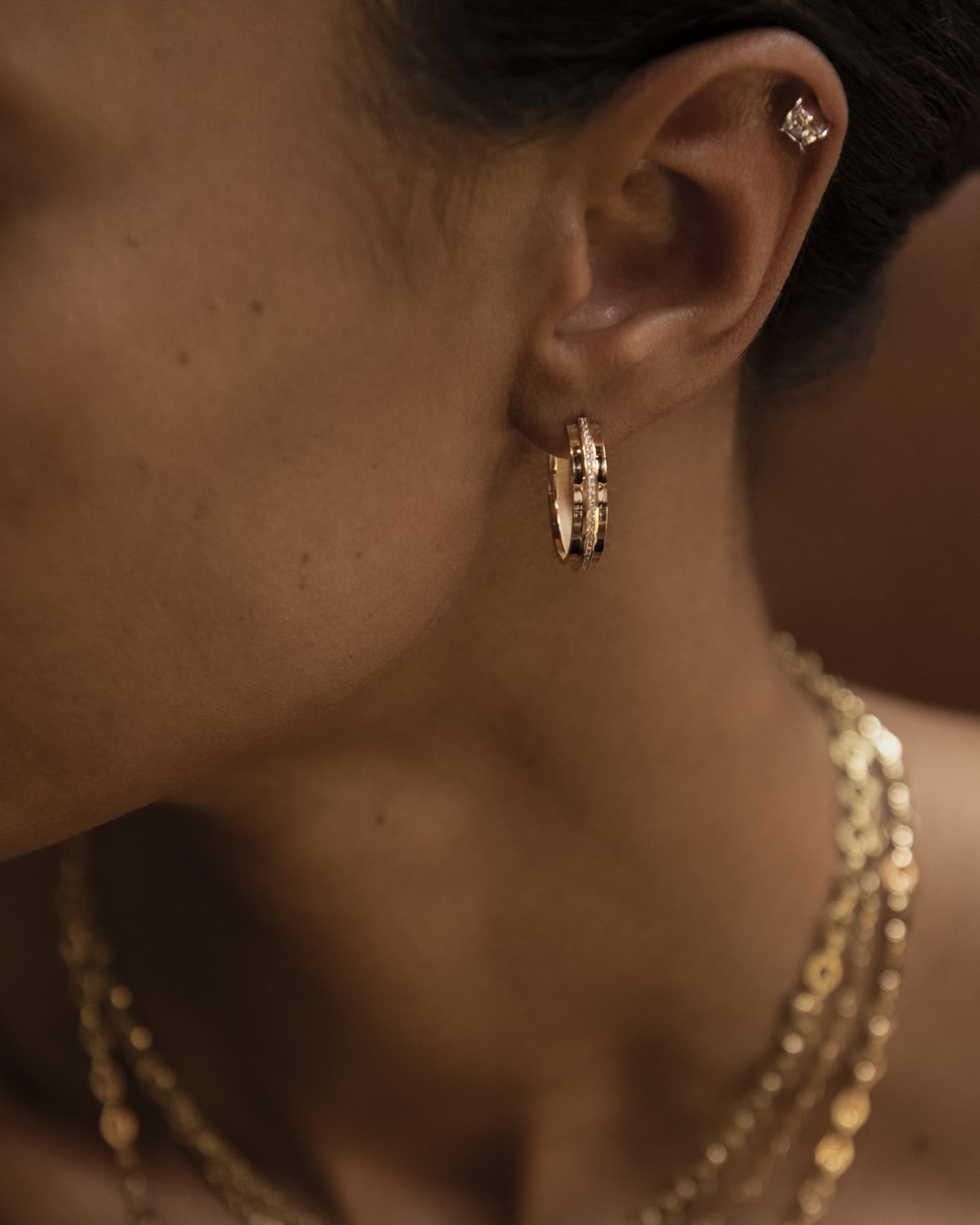 AZLEE Staircase Three-Tier Diamond Hoop Earrings | Neiman Marcus