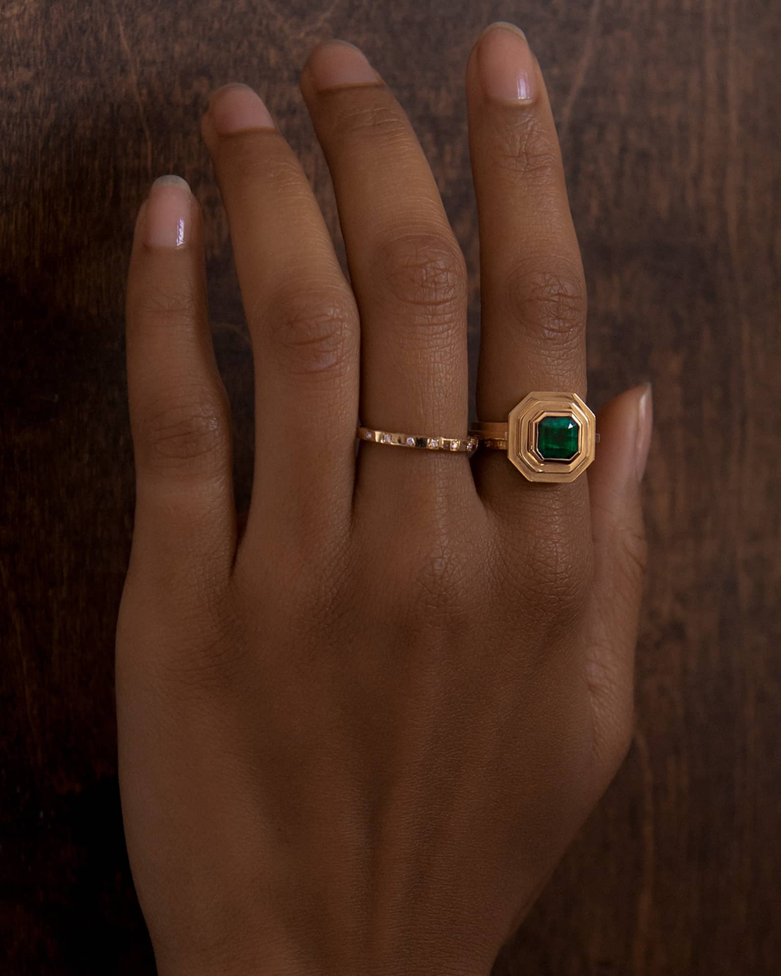 AZLEE Staircase Two-Tier Emerald Ring, Size 7 | Neiman Marcus