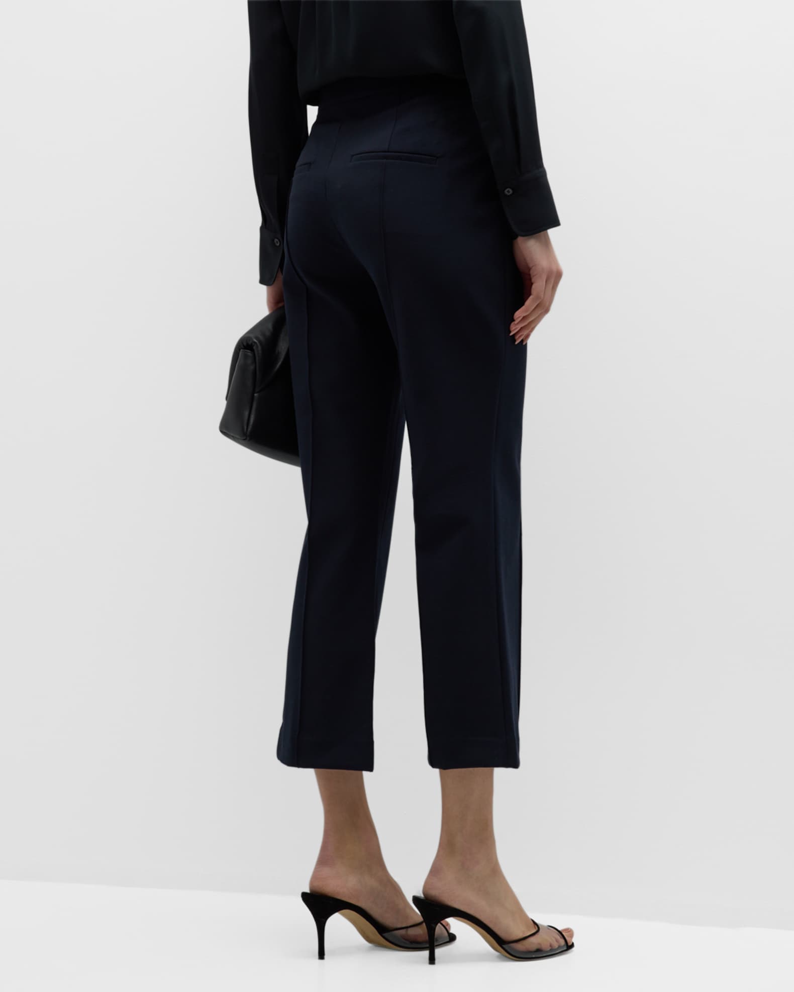 Vince Mid-Rise Pintuck Crop Flare Pants | Neiman Marcus