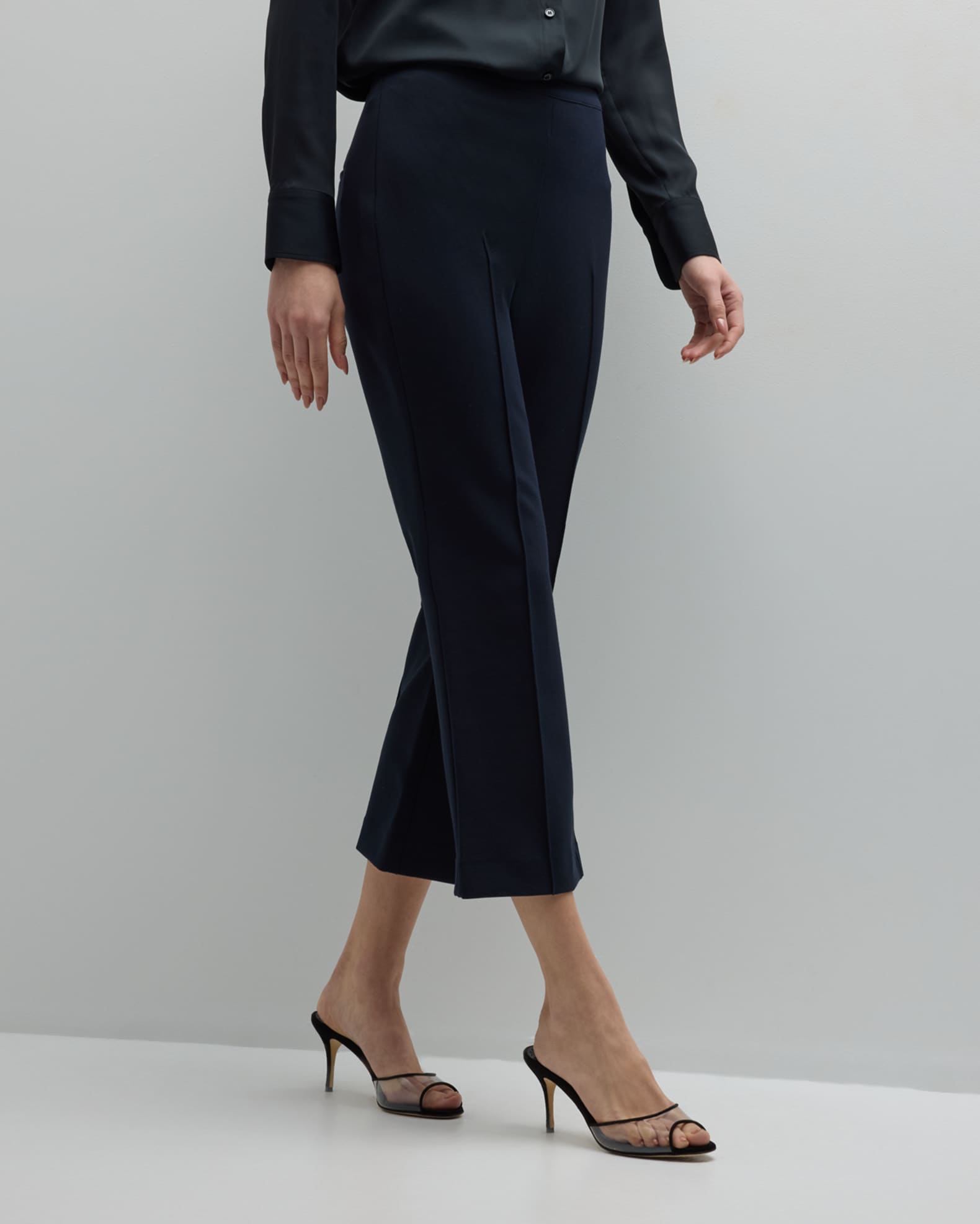 Vince Mid-Rise Pintuck Crop Flare Pants | Neiman Marcus