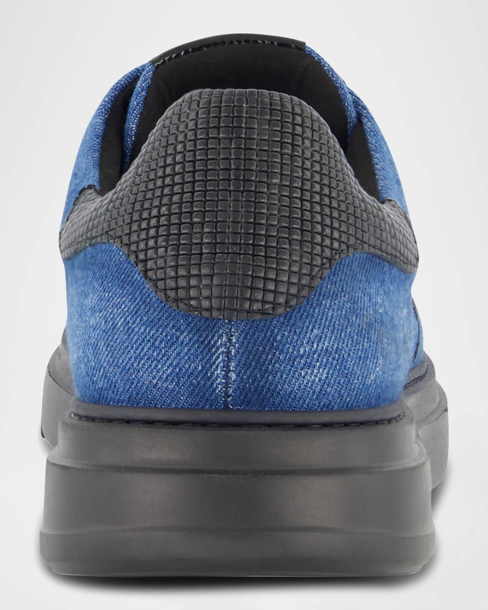 Karl Lagerfeld Paris Men's Karl Head Denim and Leather Low-Top Sneakers ...