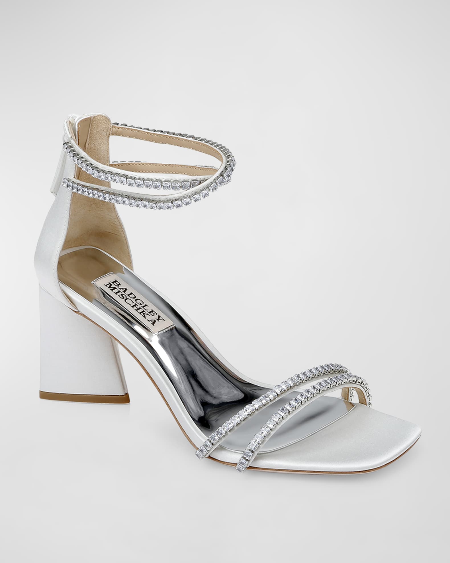 Badgley Mischka Lillie Metallic Crystal Ankle-Cuff Sandals | Neiman Marcus
