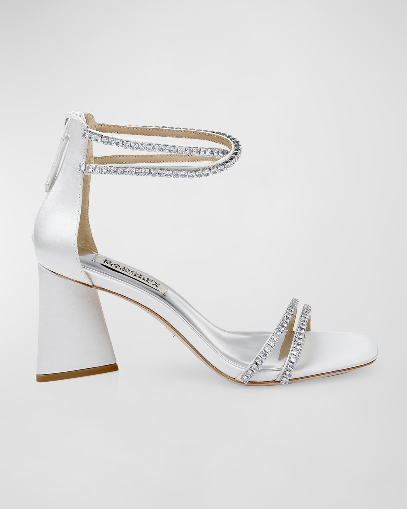 Badgley Mischka Lillie Metallic Crystal Ankle-Cuff Sandals | Neiman Marcus