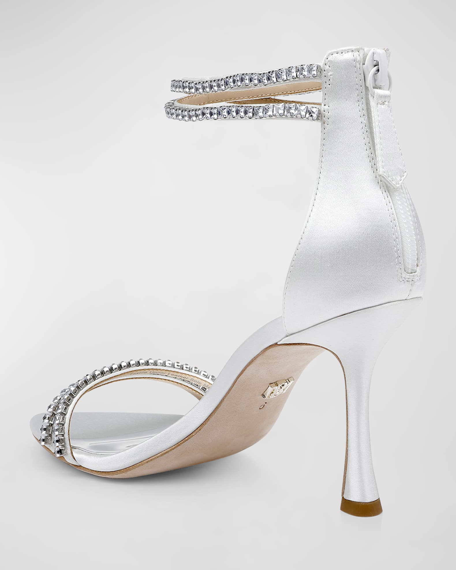 Badgley Mischka Logan Metallic Crystal Ankle-Cuff Sandals | Neiman Marcus