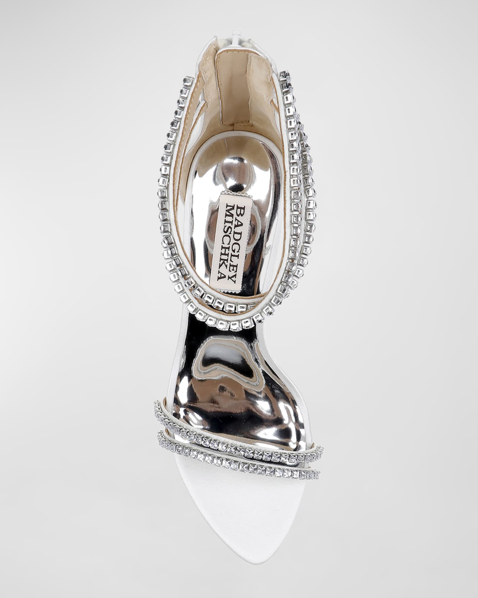 Badgley Mischka Logan Metallic Crystal Ankle-Cuff Sandals | Neiman Marcus