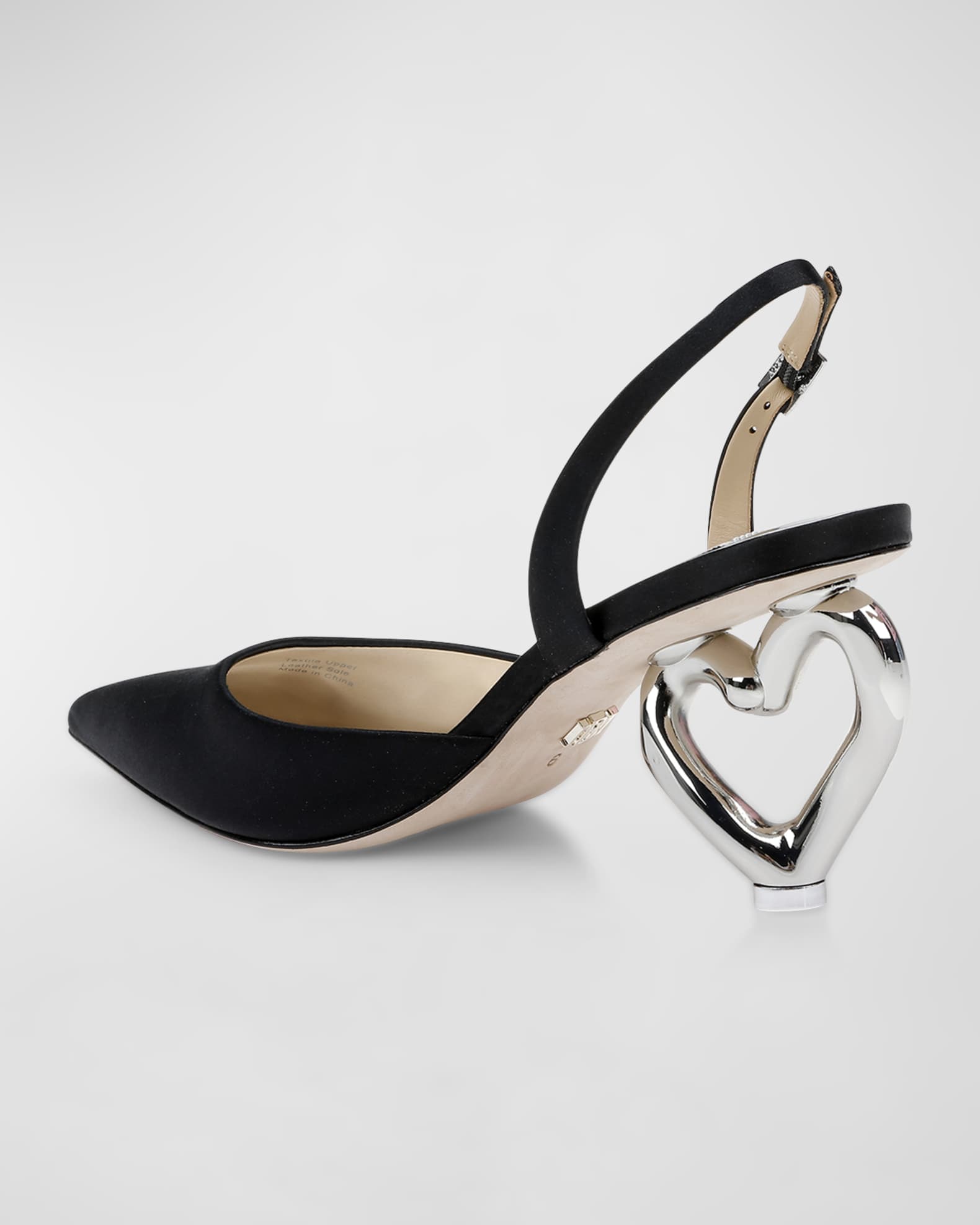Badgley Mischka Lucille Satin Heart-Heel Slingback Pumps | Neiman Marcus