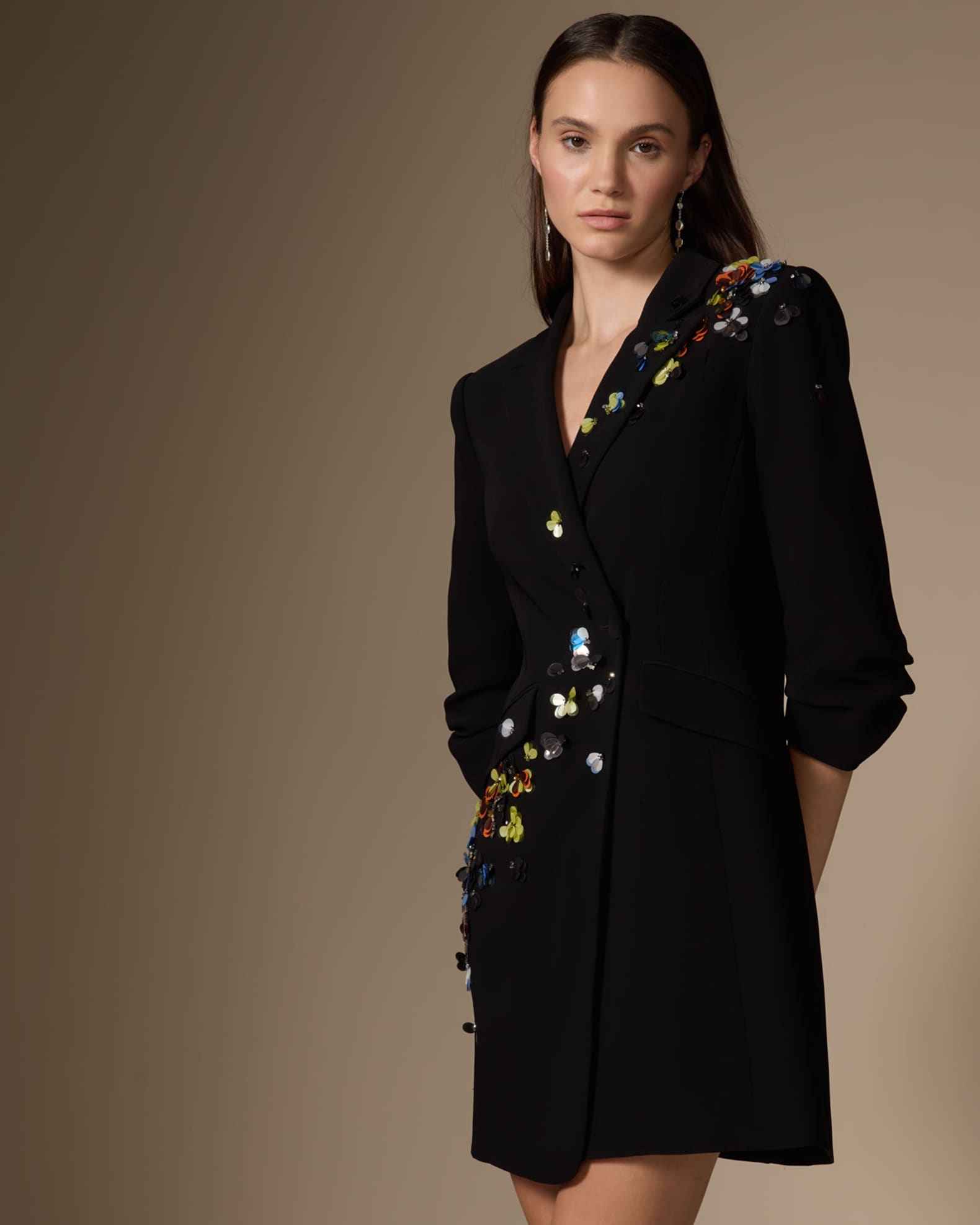 Cinq a Sept Sequin Flower Linnea Mini Blazer Dress | Neiman Marcus
