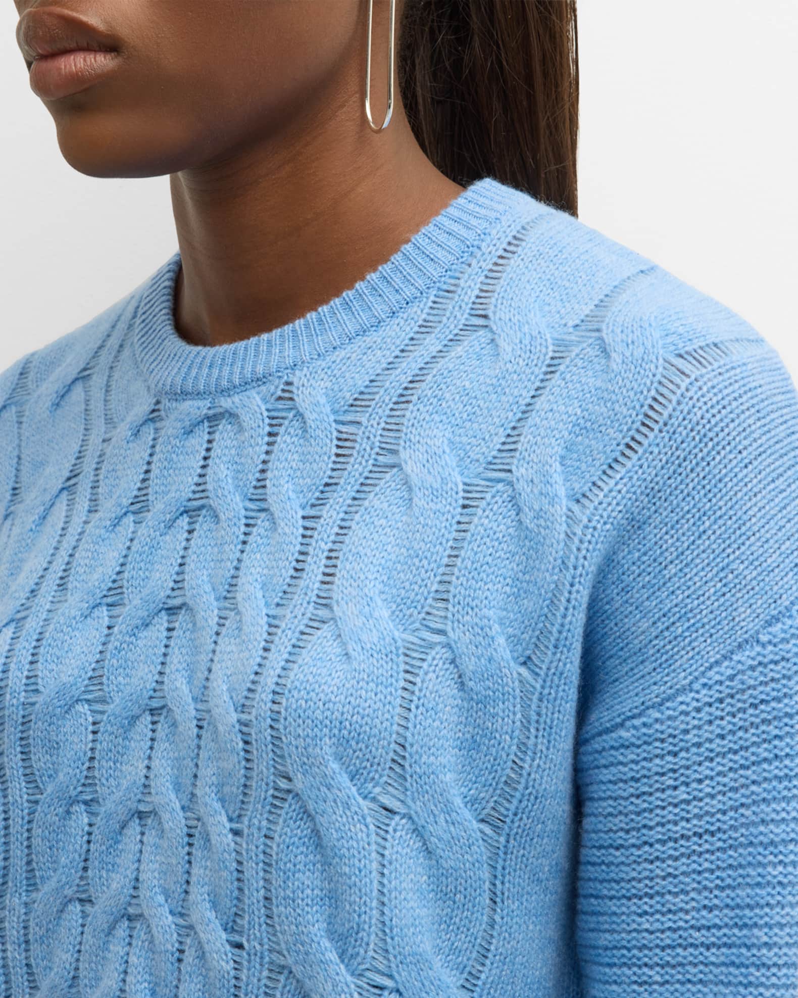 Autumn Cashmere Cashmere Cable-Knit Crewneck Sweater | Neiman Marcus