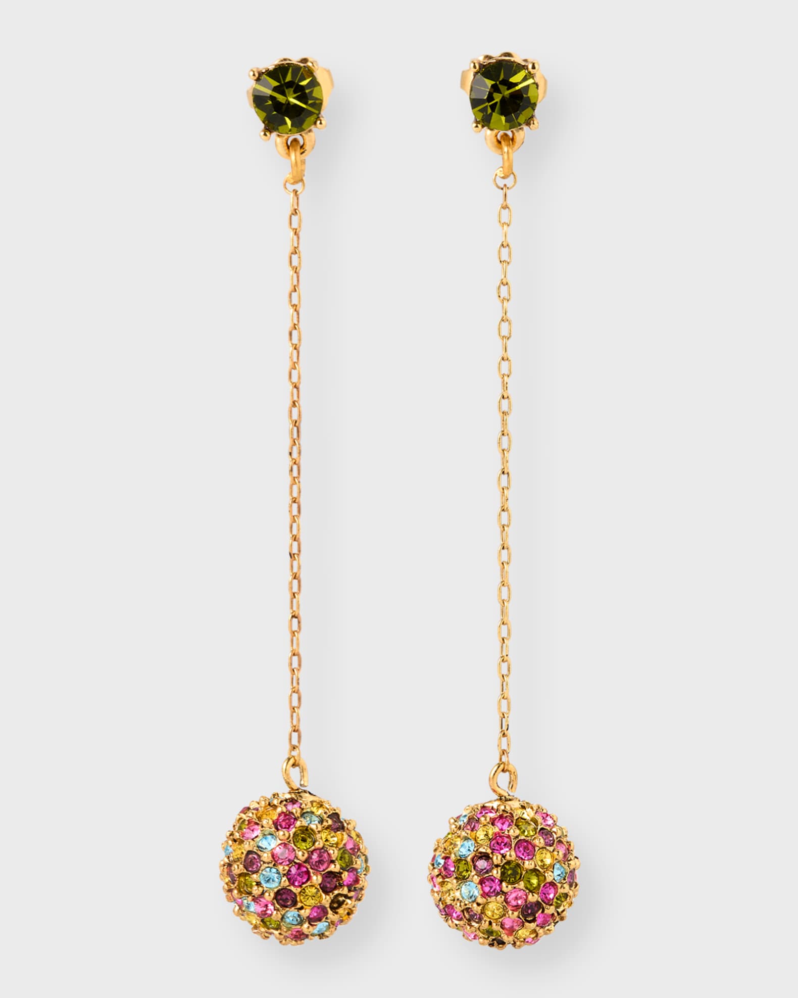 Oscar de la Renta Crystal Pave Ball Drop Earrings | Neiman Marcus